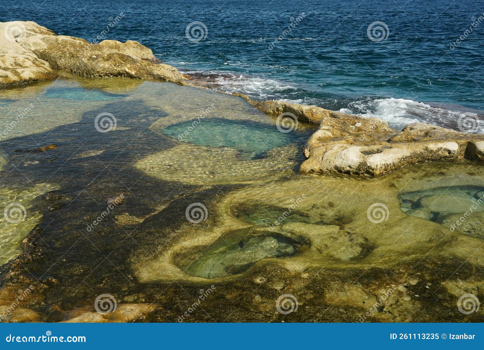 Saint Peter Pools Malta Rock Formation Hole on Rocks Stock Image ...