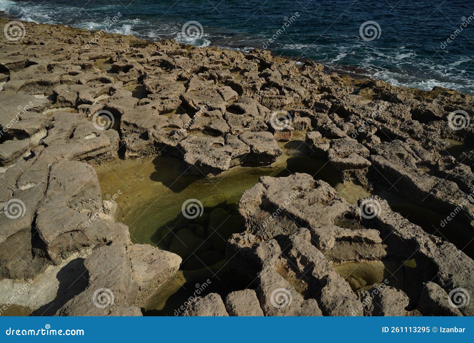 Saint Peter Pools Malta Rock Formation Hole on Rocks Stock Image ...