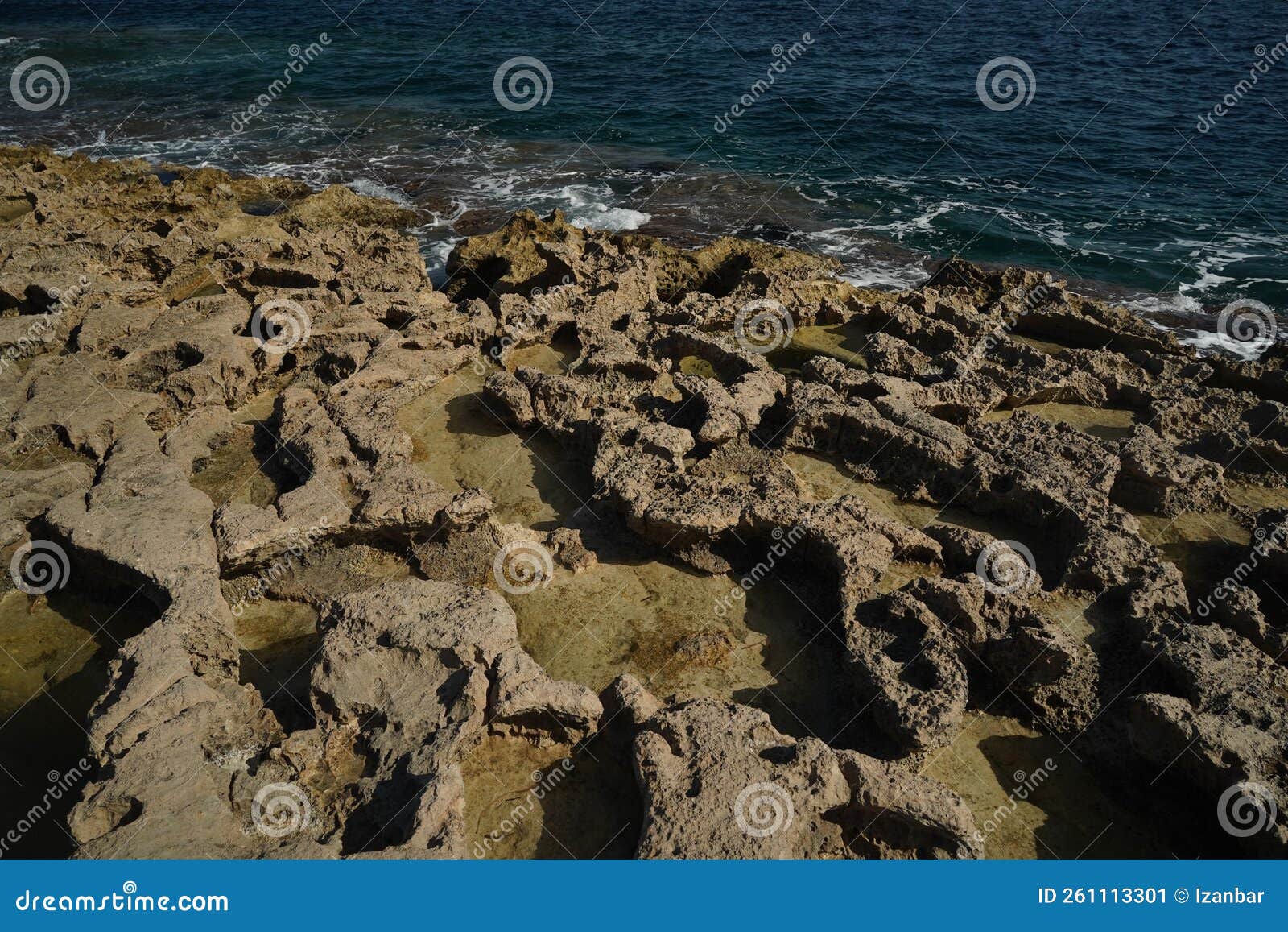 Saint Peter Pools Malta Rock Formation Hole on Rocks Stock Image ...