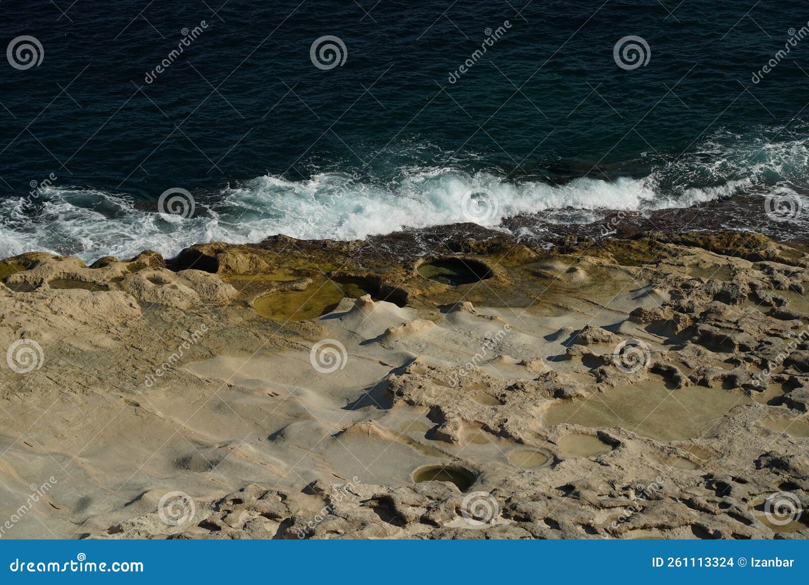 Saint Peter Pools Malta Rock Formation Hole on Rocks Stock Photo ...