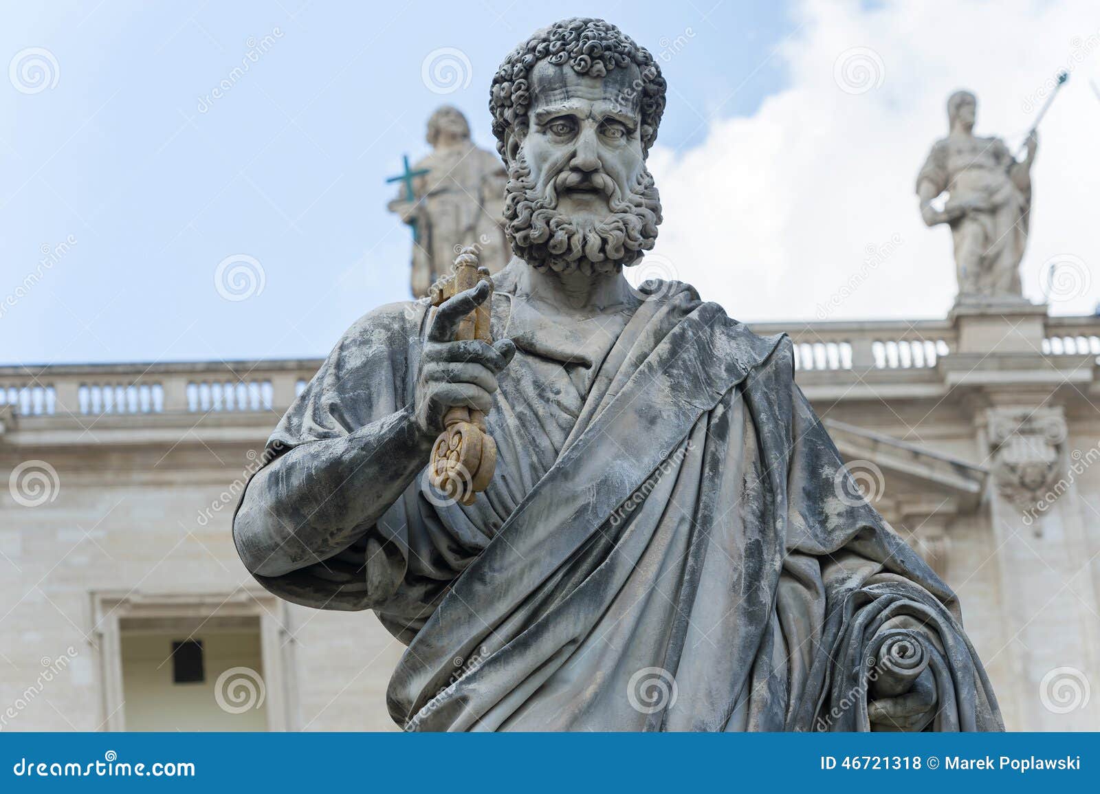 Saint Peter Sculpture in Front of Basilica in Rome, Italy. Stock Photo ...