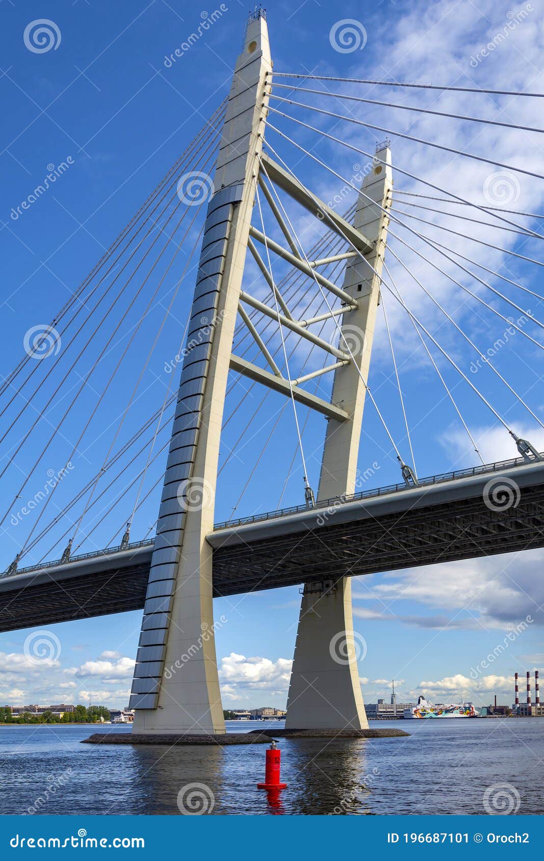 Saint Petersburg, the Pylon of the Cable-stayed Bridge Over the Ship`s ...