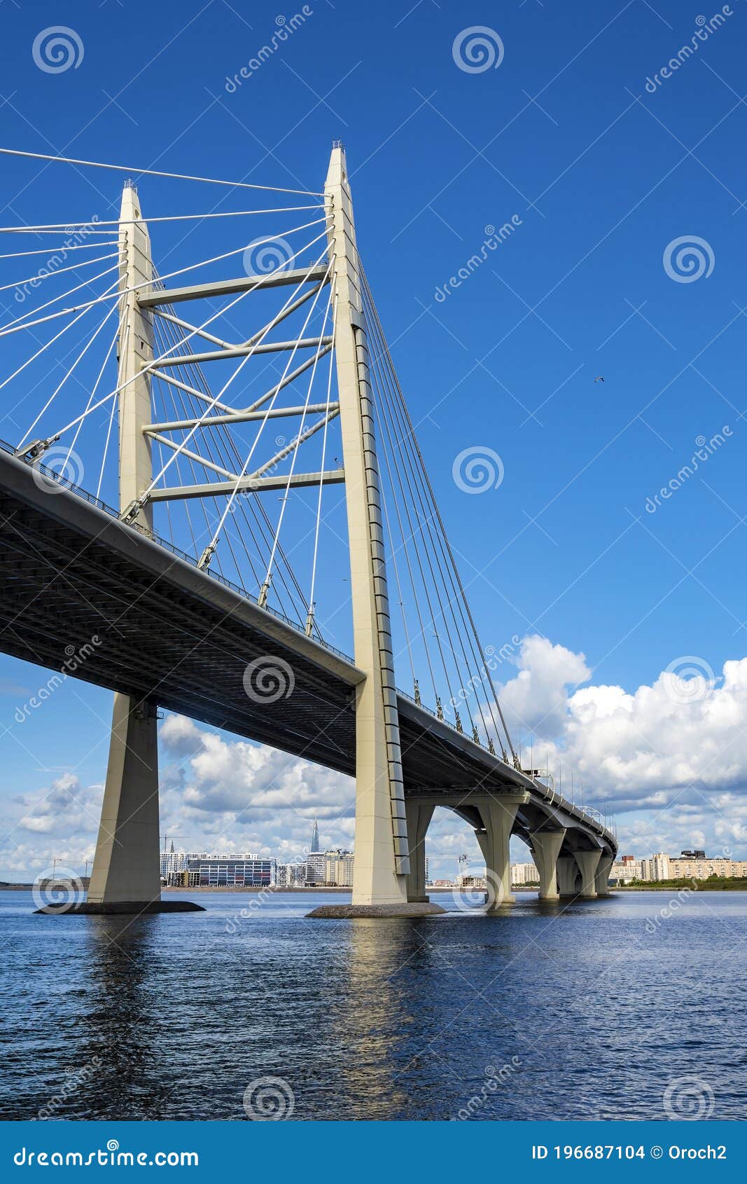 Saint Petersburg, the Pylon of the Cable-stayed Bridge Over the Ship`s ...