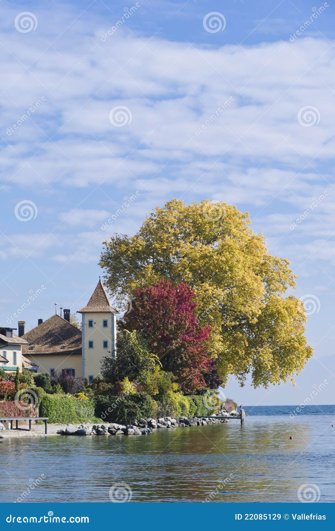 Saint-prex stock image. Image of clouds, village, water - 22085129