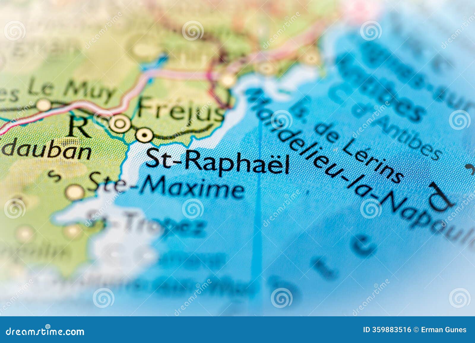 Saint-Raphael, France Highlighted on a World Map Stock Photo - Image of ...