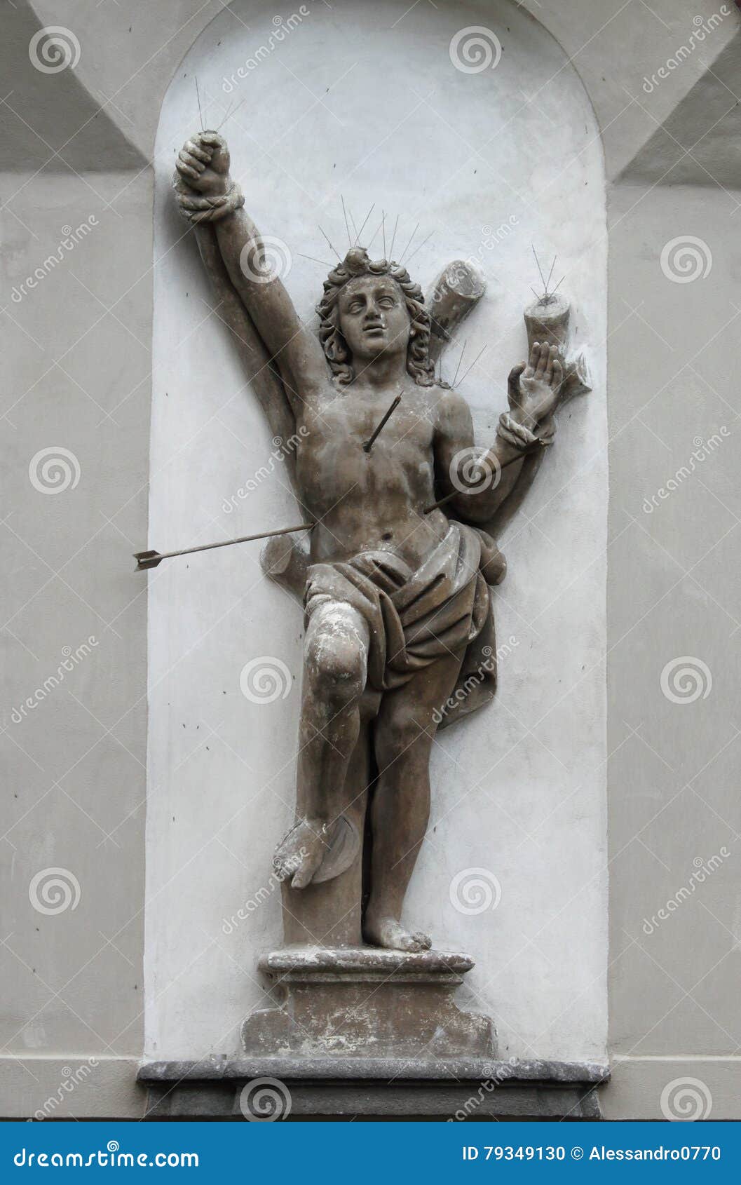 Saint Sebastian statue stock photo. Image of church, religious - 79349130
