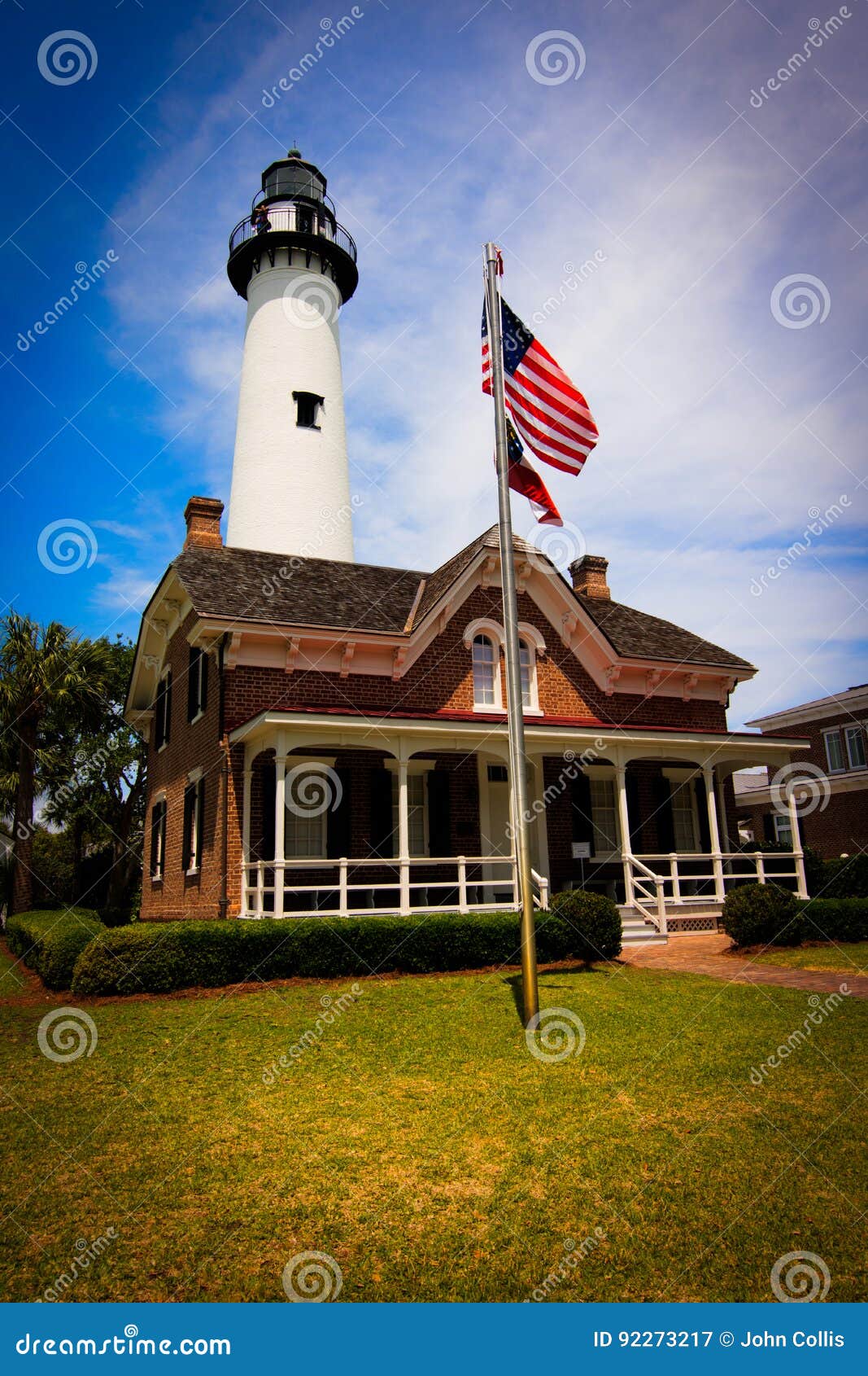 Saint Simon Island Lighthouse Stock Image - Image of building, blue ...