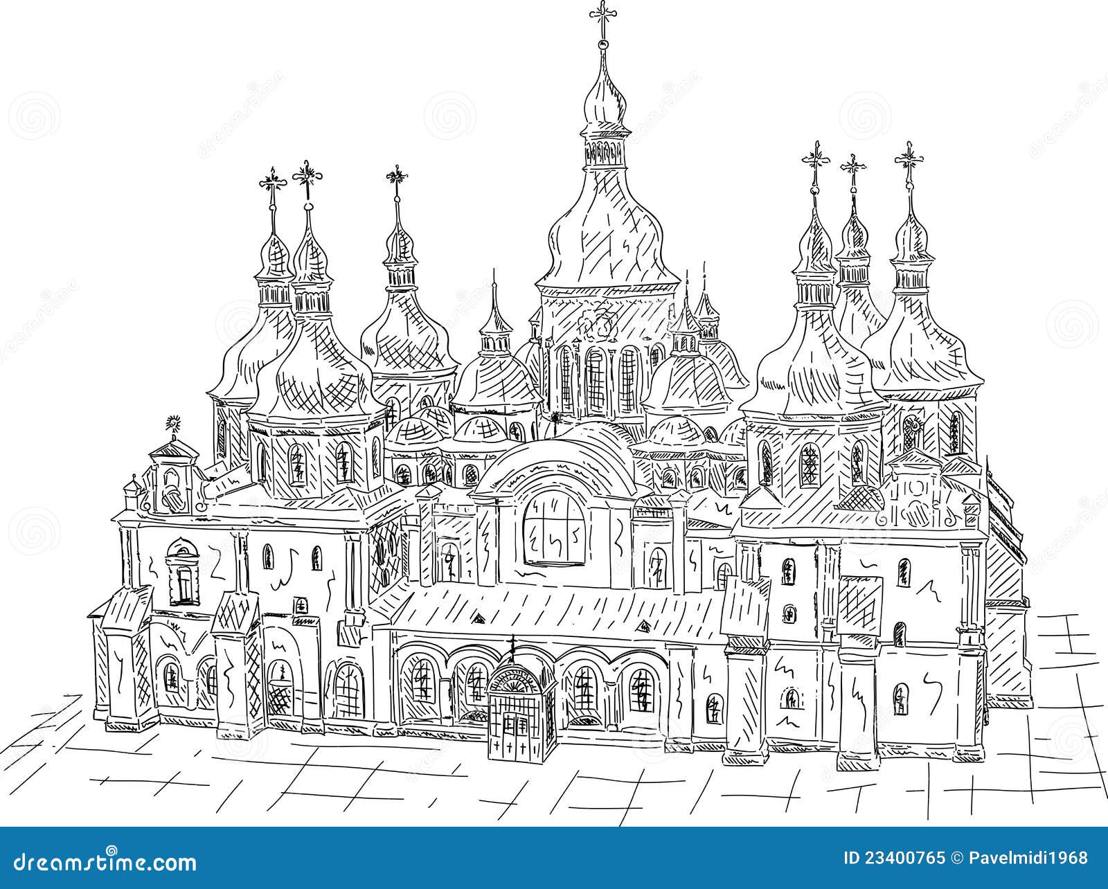 Saint Sophia Cathedral in Kiev, Ukraine Stock Vector - Illustration of ...