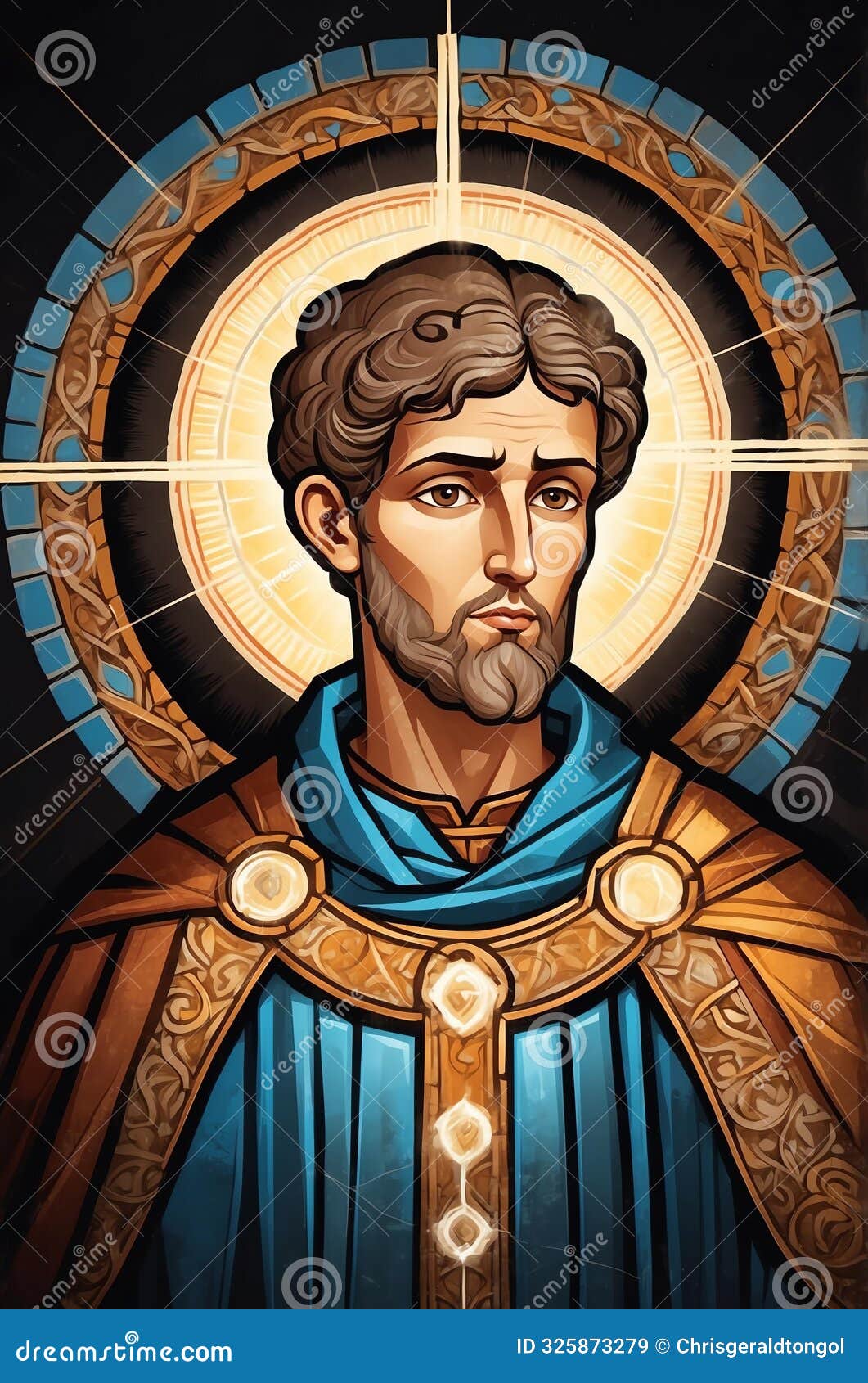 Saint Stephen Stylized Portrait Drawing of Colored Til Ai Generated ...