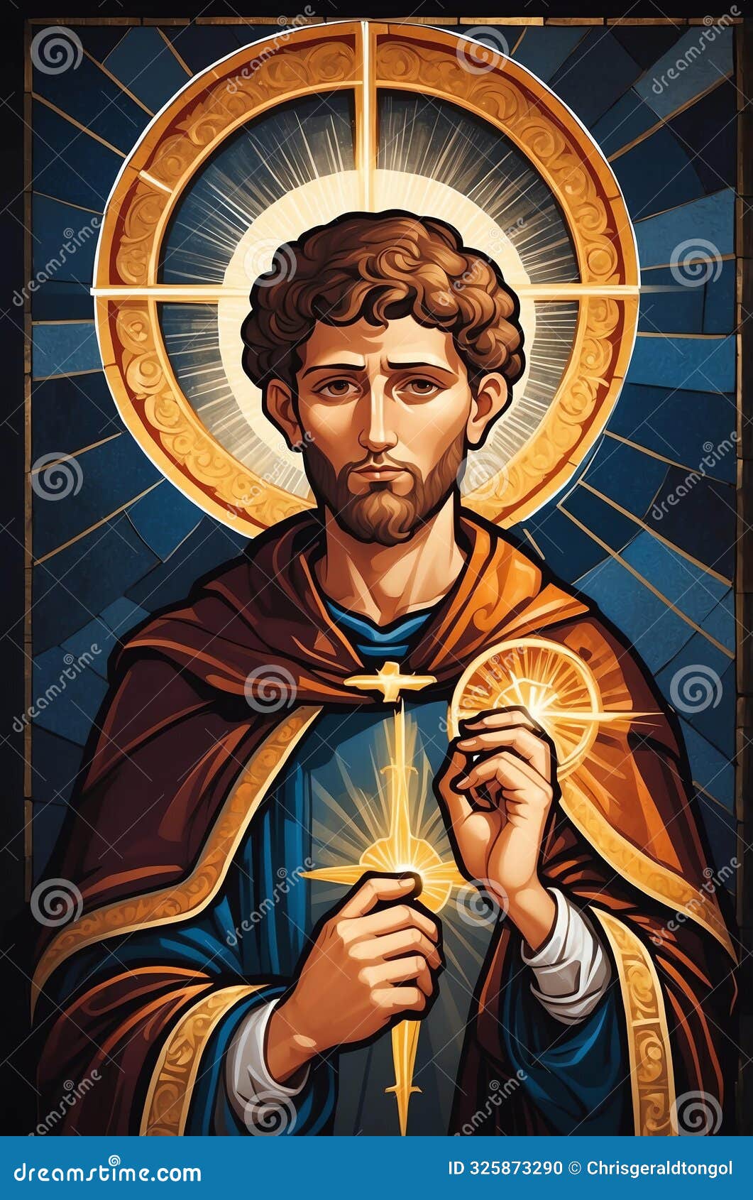 Saint Stephen Stylized Portrait Drawing of Colored Til Ai Generated ...