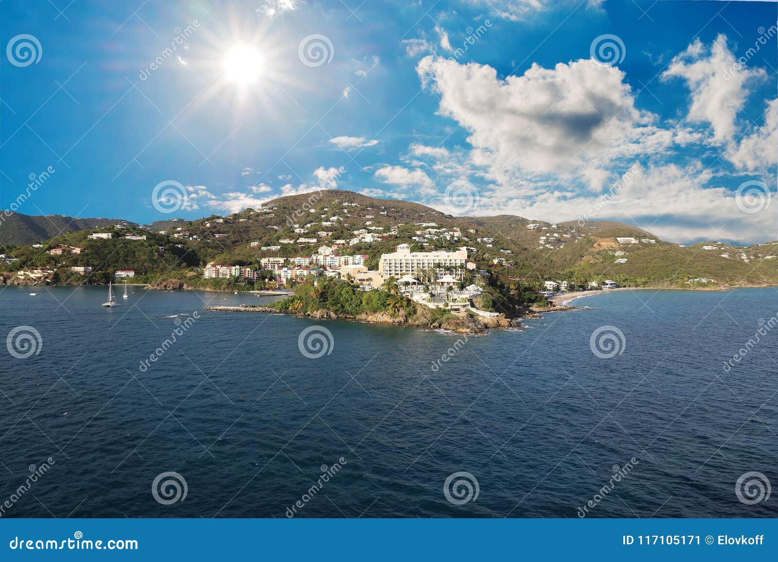 Saint Thomas Island Panoramic View Stock Image - Image of entertainment ...
