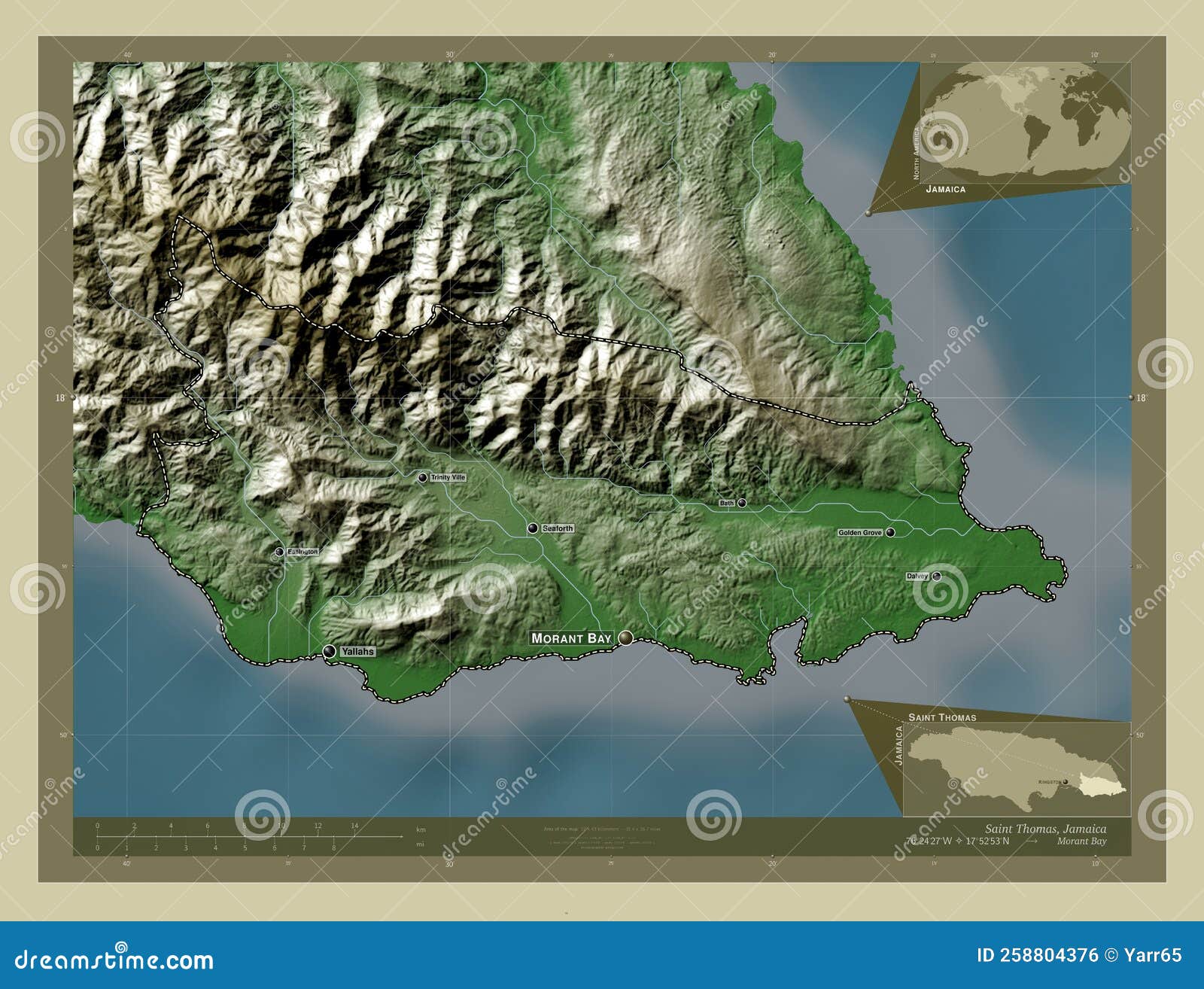 Saint Thomas, Jamaica. Wiki. Labelled Points of Cities Stock ...