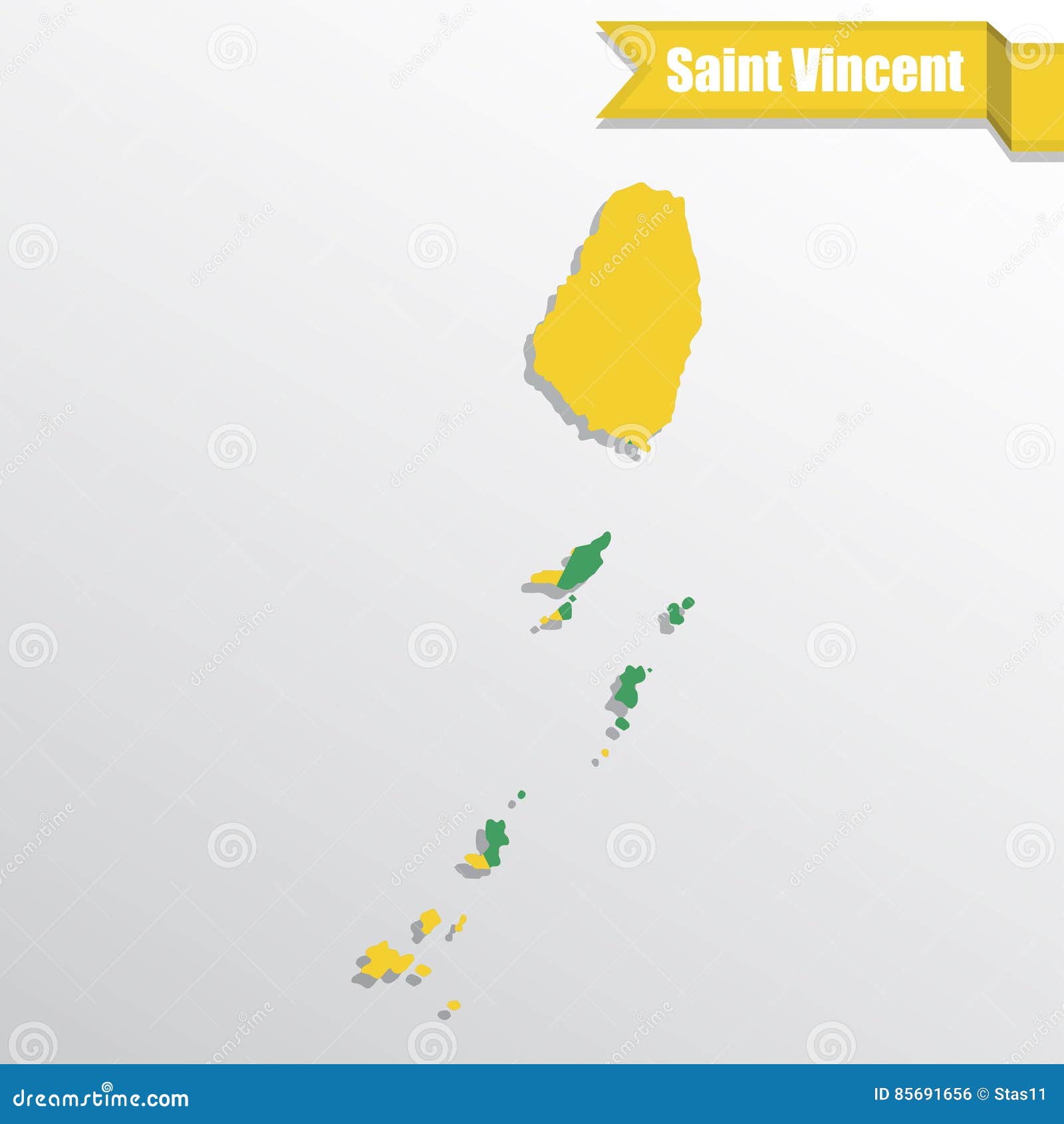 Saint Vincent Map with Flag Inside and Ribbon Stock Vector ...