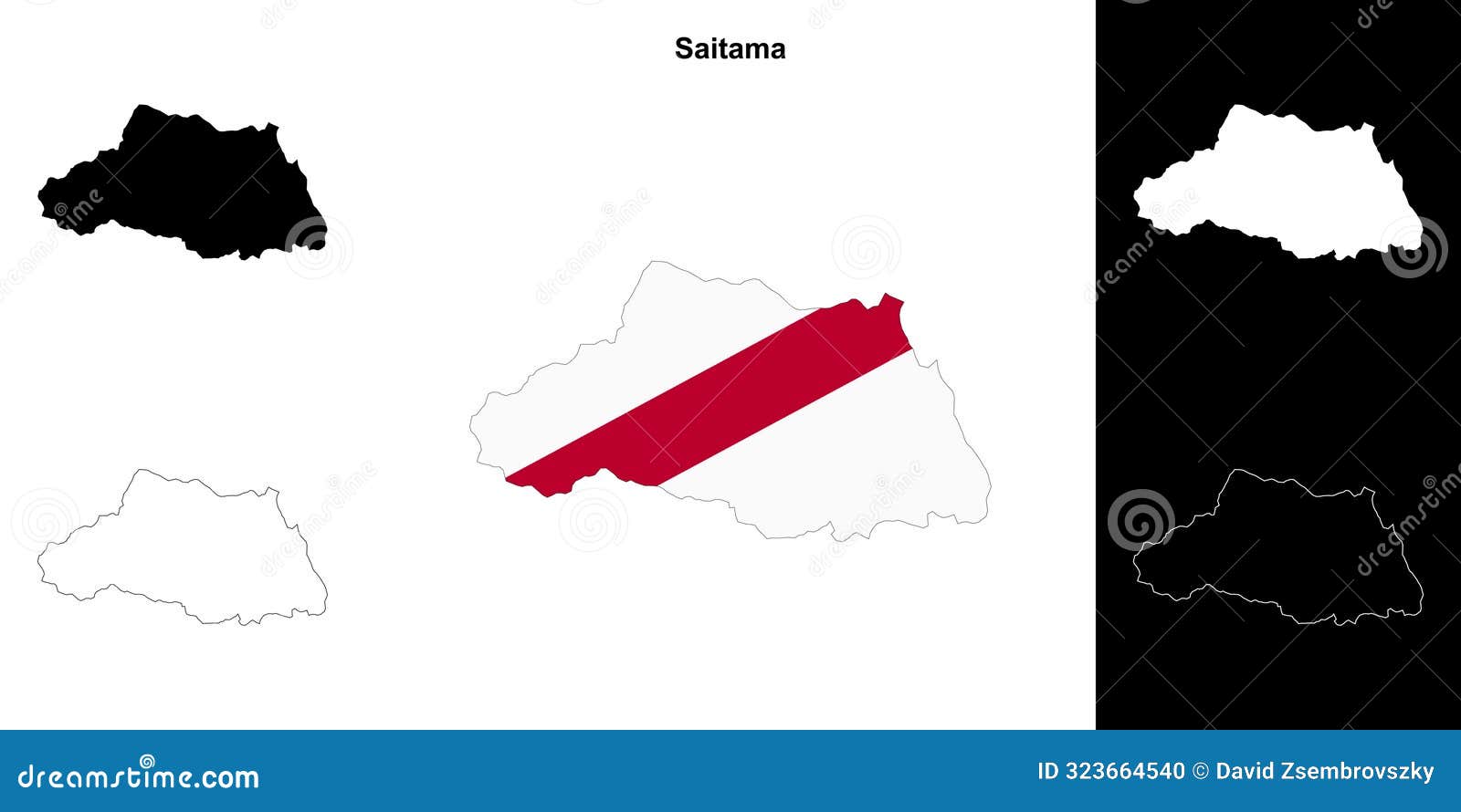 Outline Saitama Japan City Skyline With Blue Buildings And Copy Cartoon ...