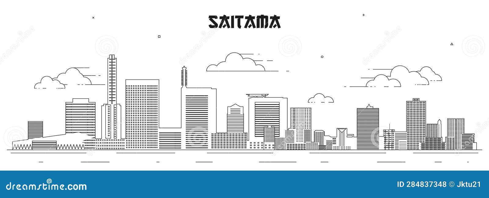 Saitama Skyline In Bright Color Palette Vector Illustration ...