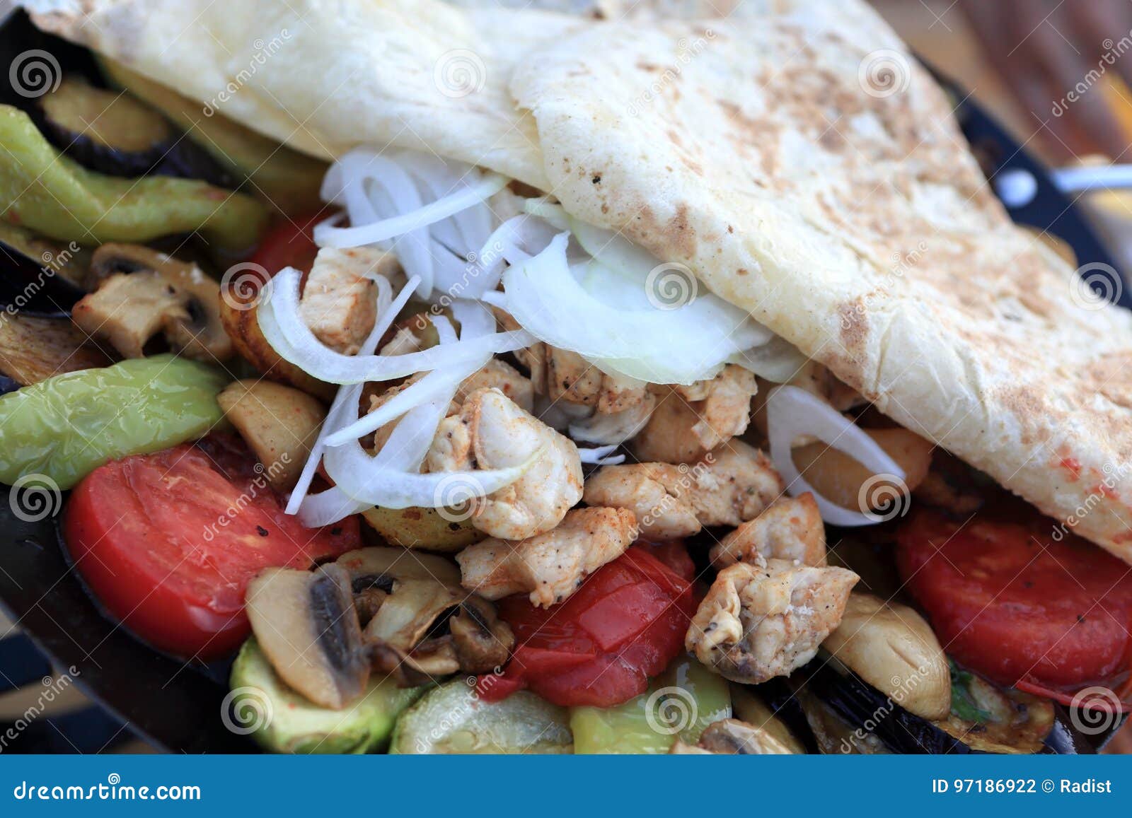 Saj kebab with chicken stock photo. Image of onion, organic - 97186922