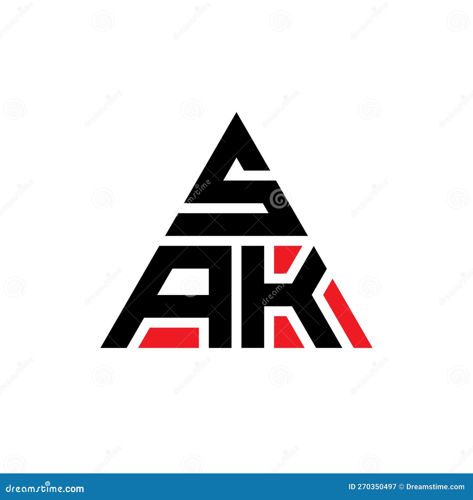 SAK Triangle Letter Logo Design with Triangle Shape. SAK Triangle Logo ...