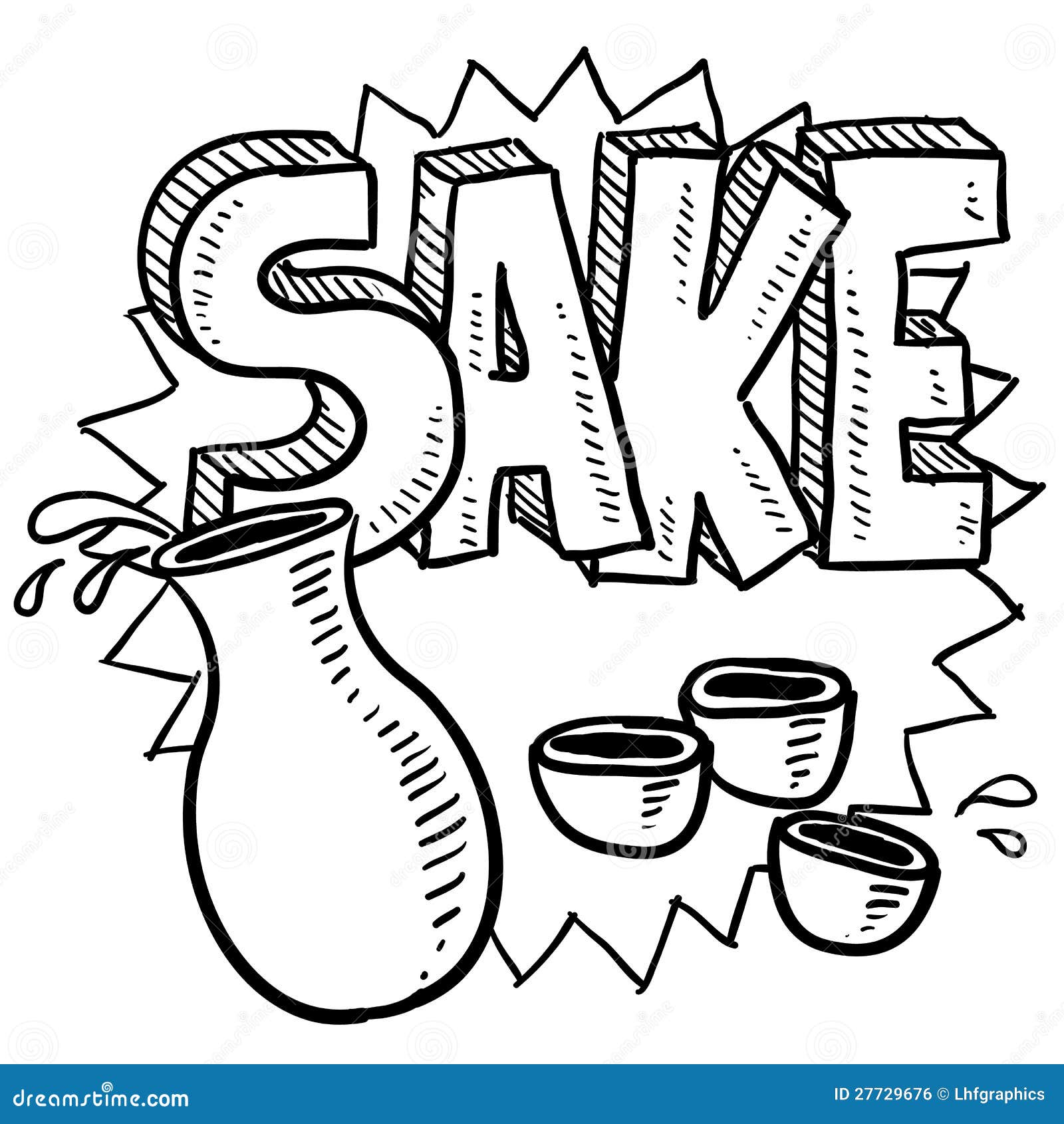 Sake alcohol sketch stock vector. Illustration of alcohol - 27729676
