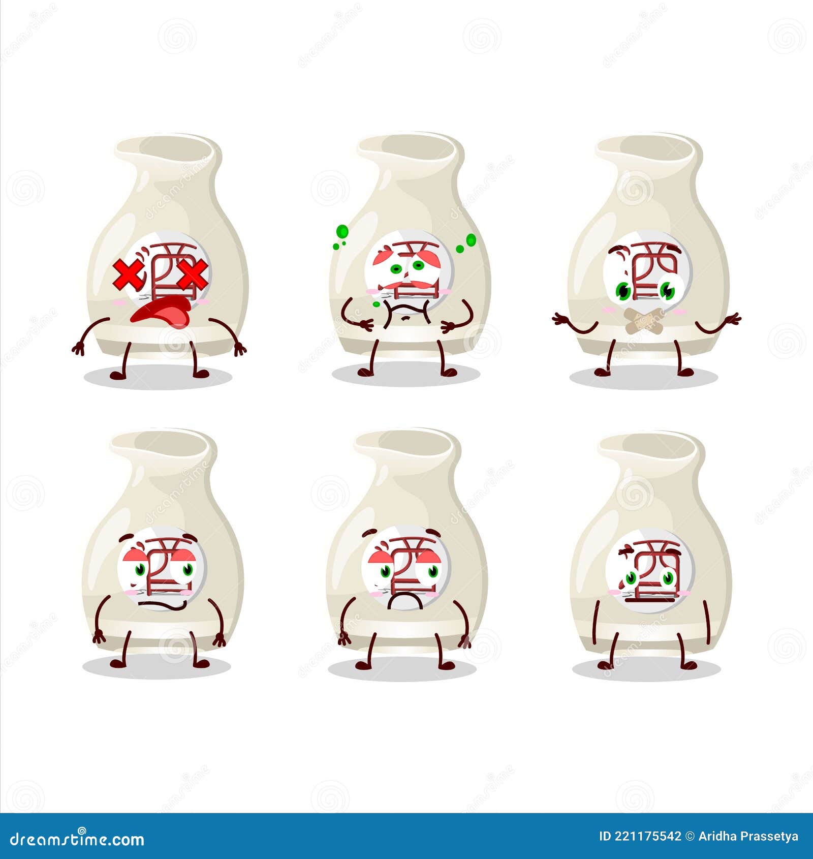 Sake Drink Cartoon Character with Nope Expression Stock Illustration ...