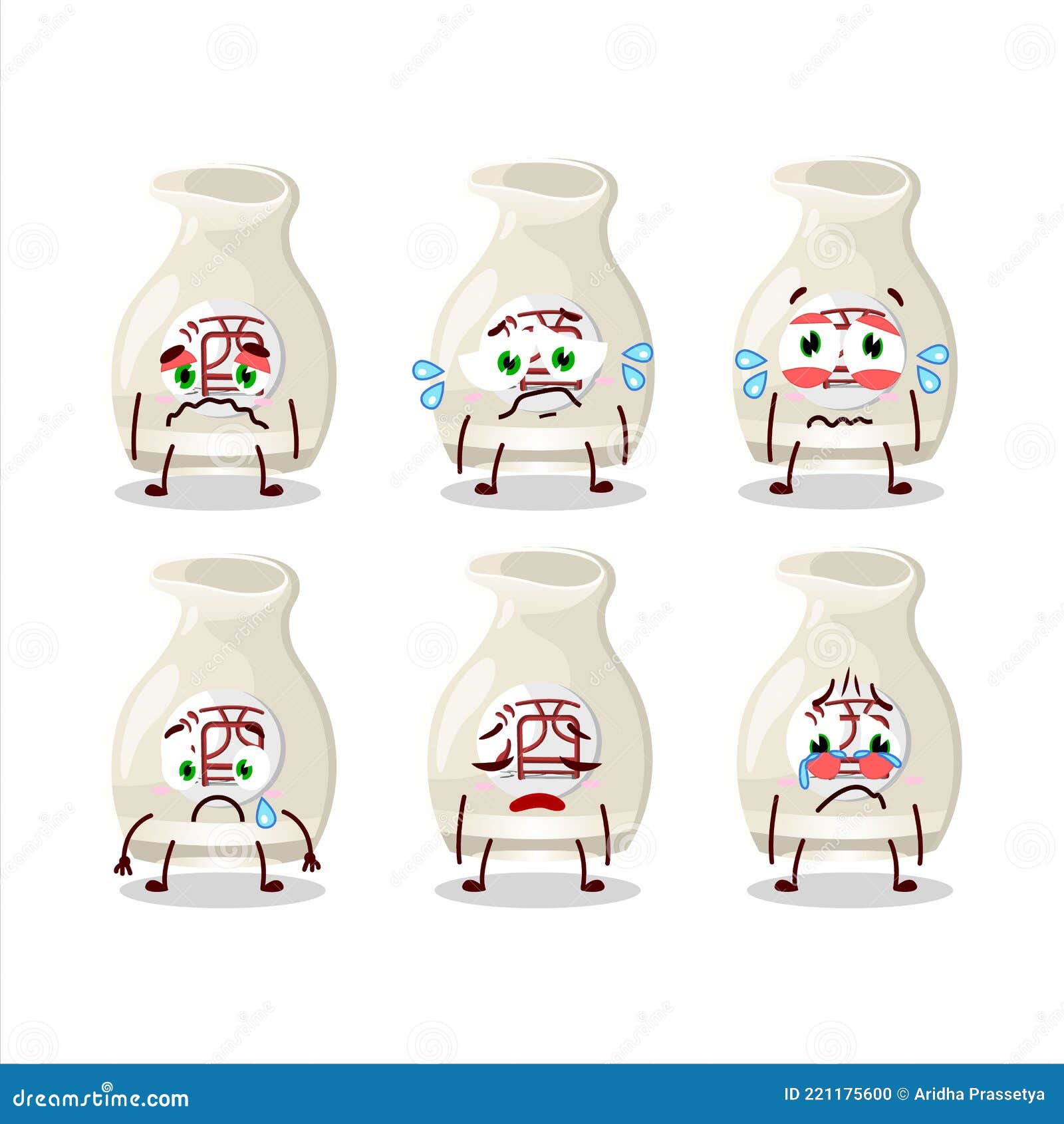 Sake Drink Cartoon Character with Sad Expression Stock Vector ...