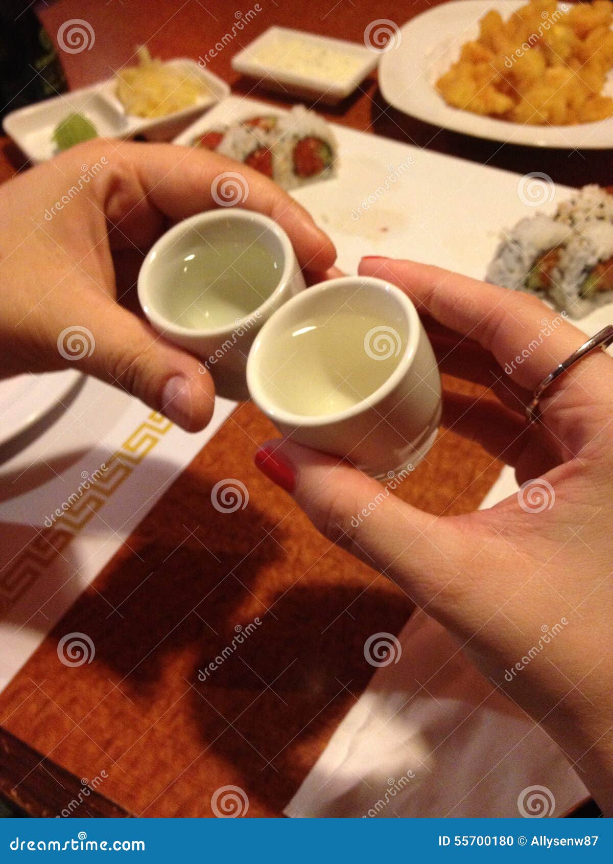 Sake and Sushi stock photo. Image of alcohol, sake, cheers - 55700180