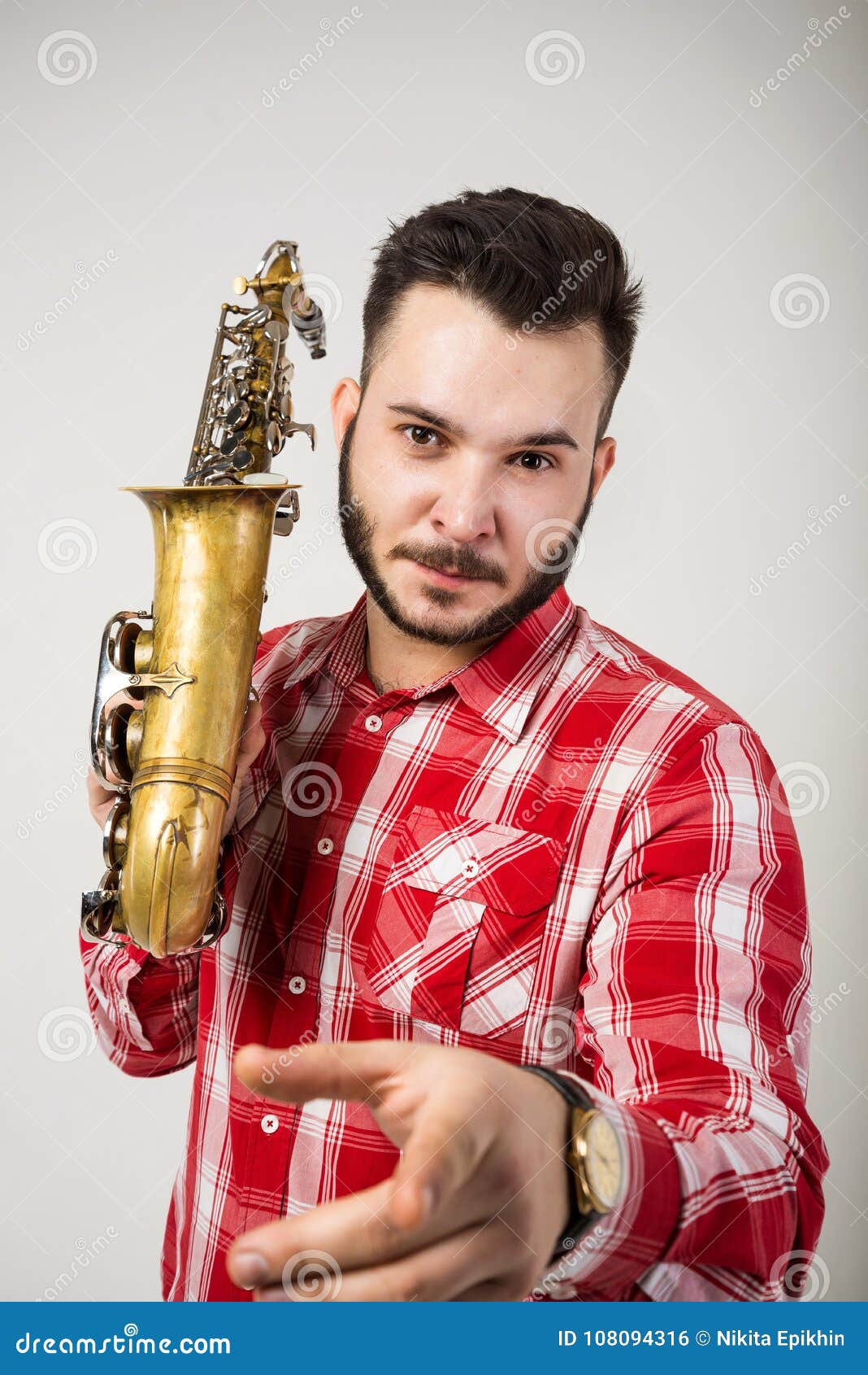 Saksofonowego Gracza Saksofonista Z Saksofonem Zdjęcie Stock - Obraz ...