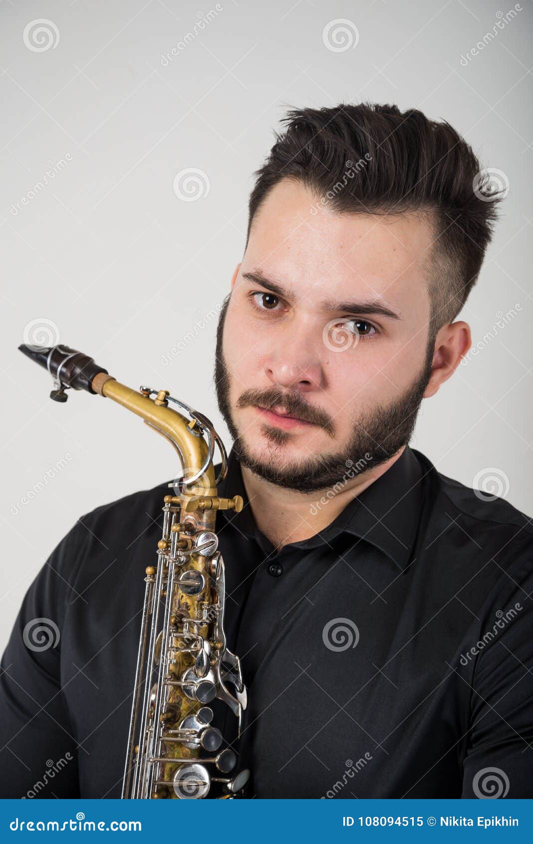 Saksofonowego Gracza Saksofonista Z Saksofonem Obraz Stock - Obraz ...