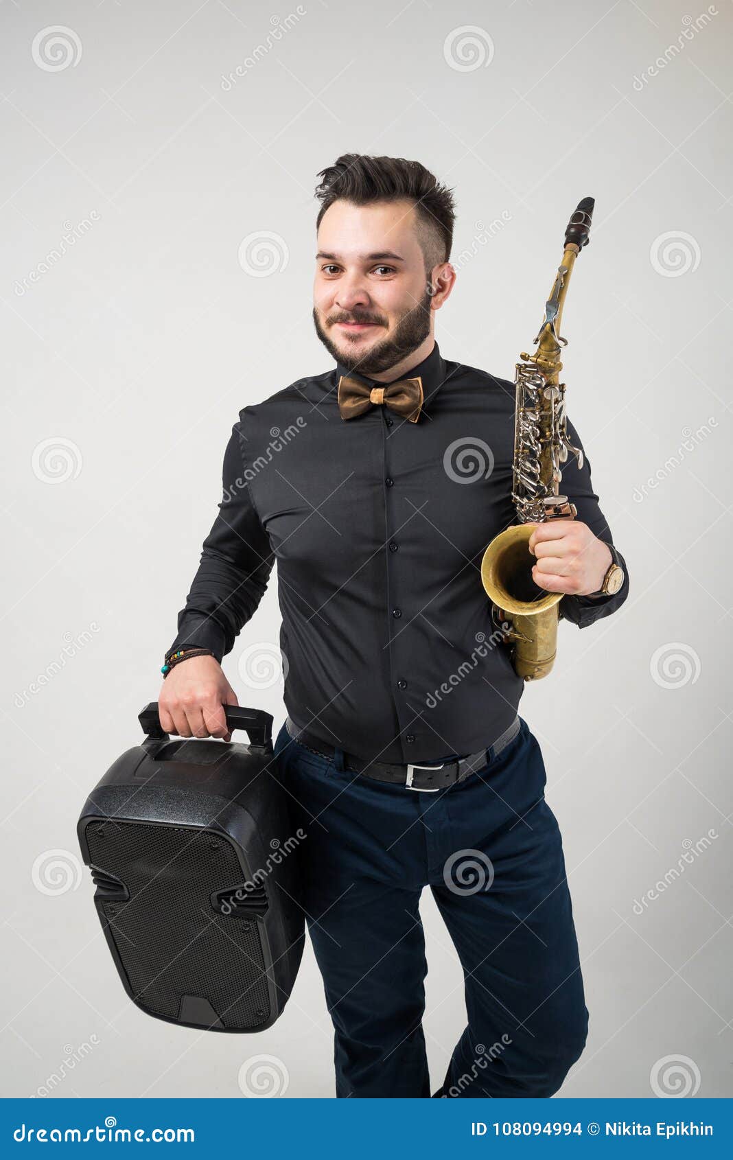 Saksofonowego Gracza Saksofonista Z Saksofonem Zdjęcie Stock - Obraz ...