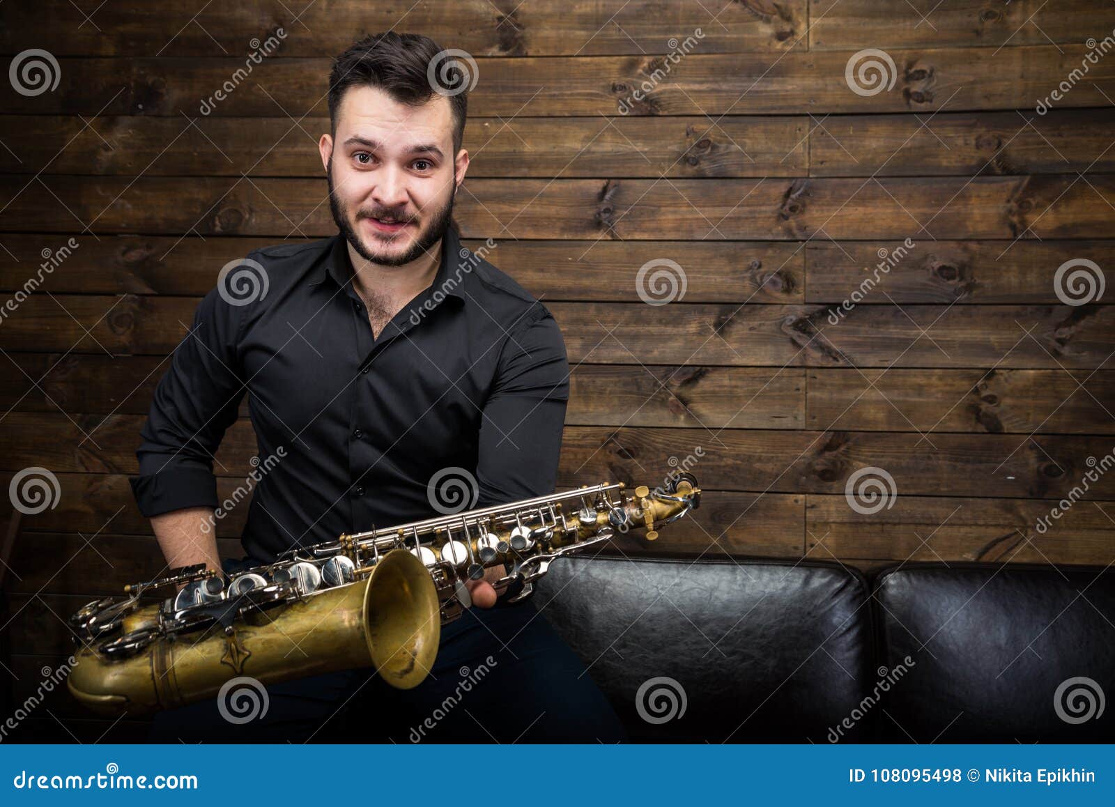 Saksofonowego Gracza Saksofonista Z Saksofonem Zdjęcie Stock - Obraz ...