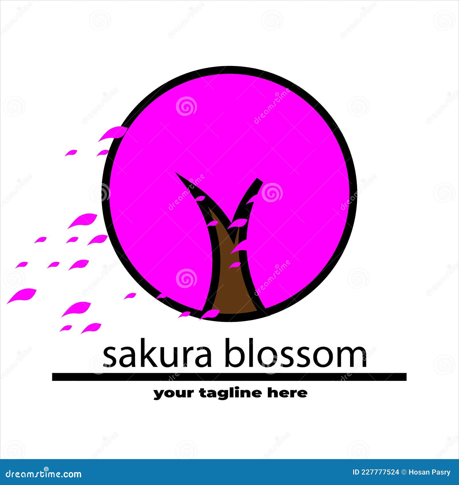 Sakura tree blossom logo stock vector. Illustration of design - 227777524