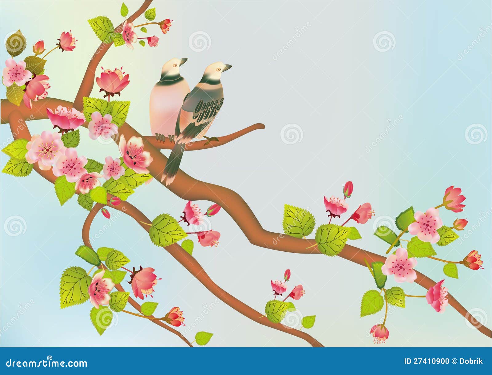 Sakura bird. postcard stock vector. Illustration of japanese - 27410900
