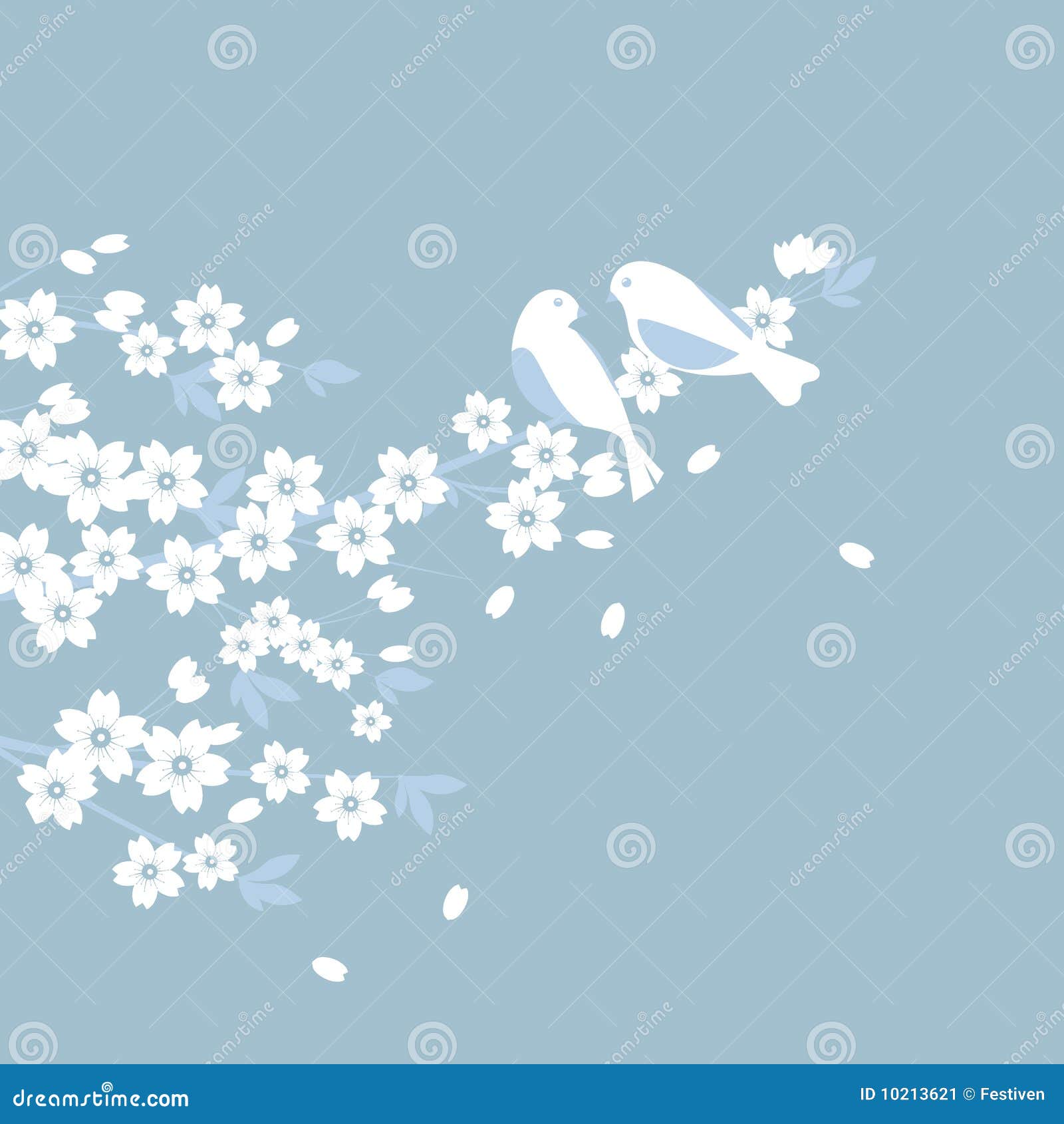Sakura and Birds stock vector. Illustration of japan - 10213621