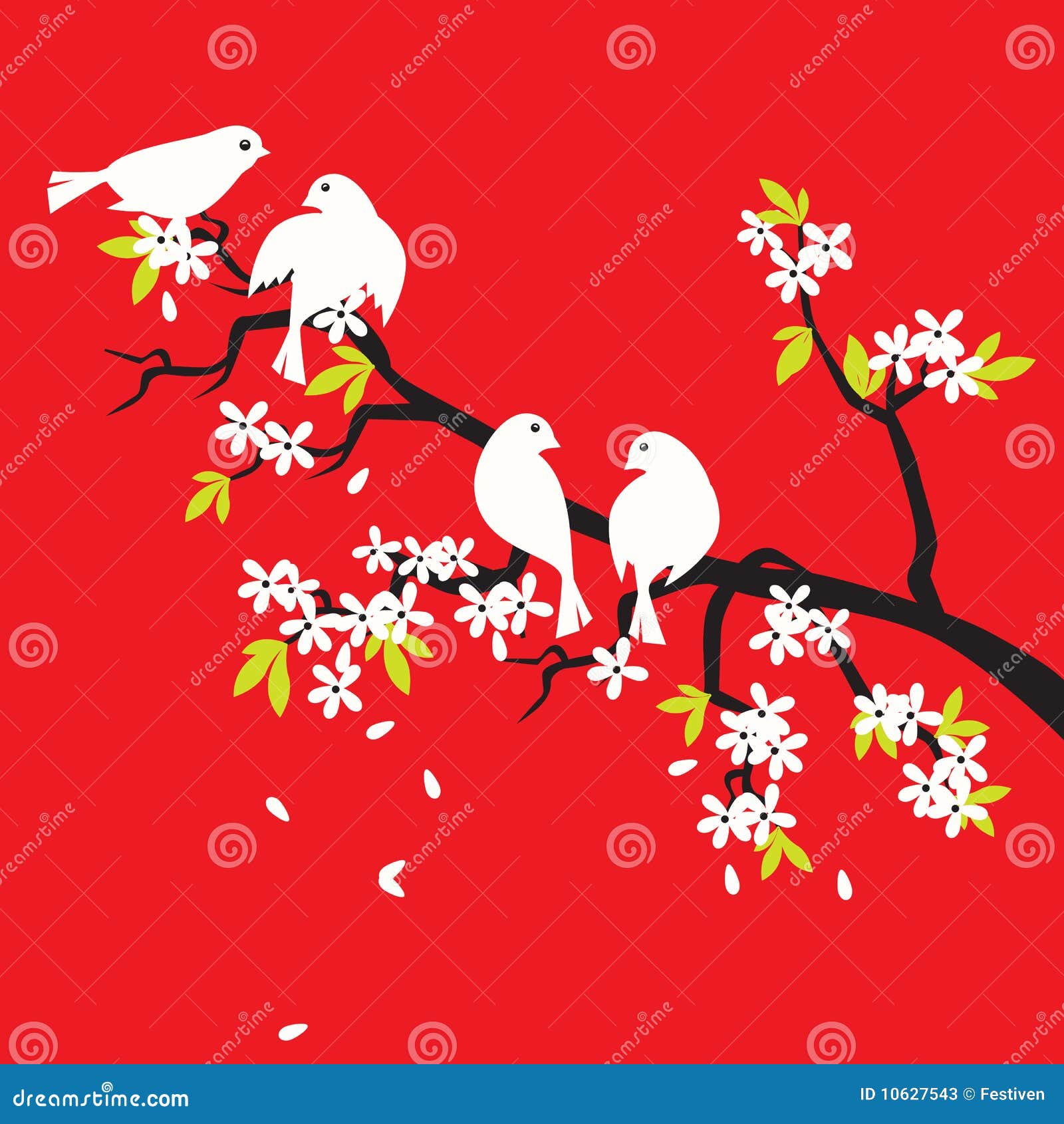 Sakura and Birds (Cherry Blossom) Stock Vector - Illustration of life ...