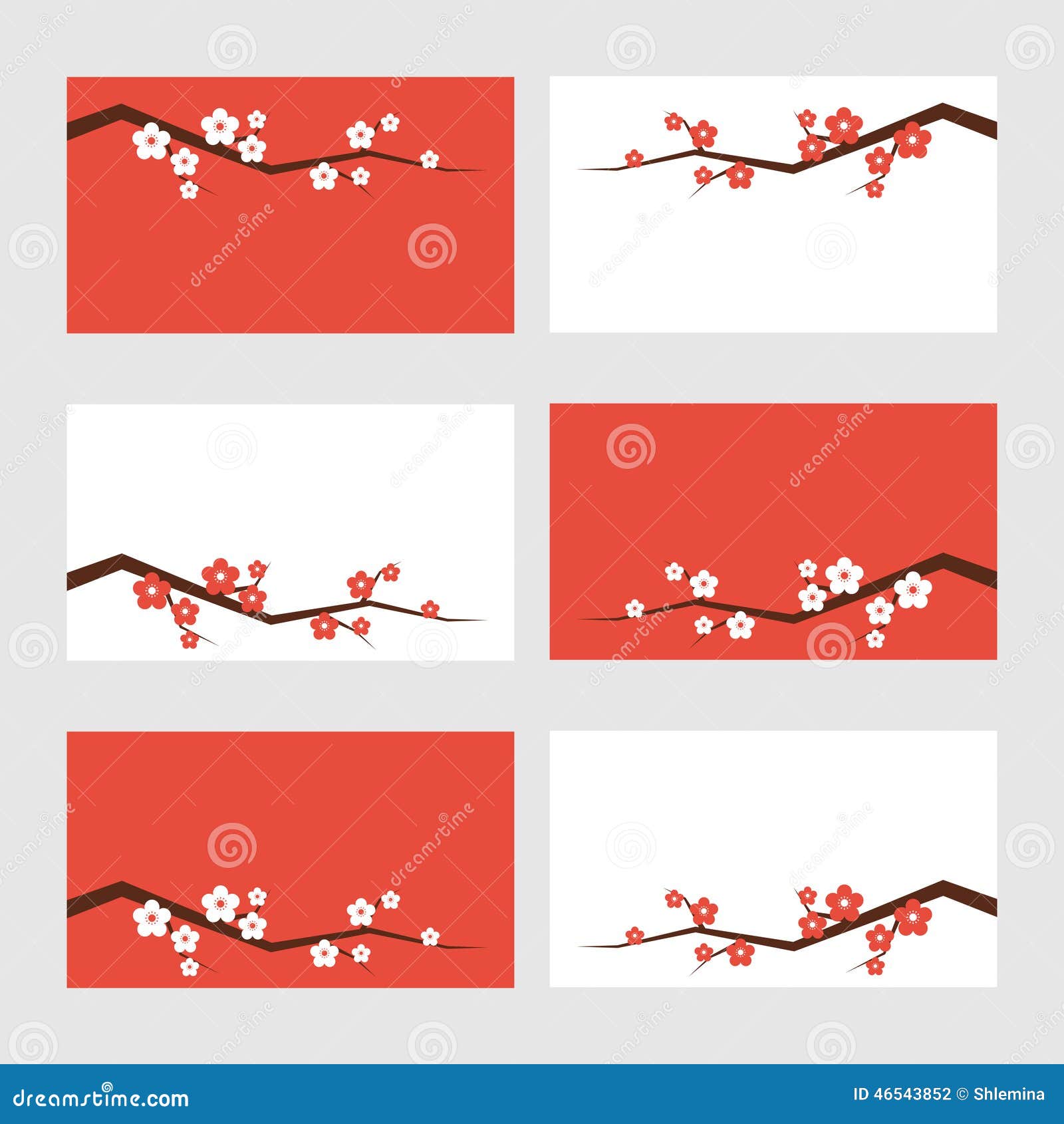 Sakura Blossom Greeting Cards Stock Vector - Illustration of sign, asia ...