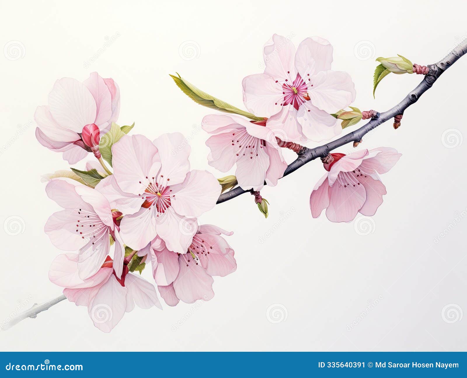 Sakura Blossom Watercolor Fine Brushes Vector Stock Illustration ...