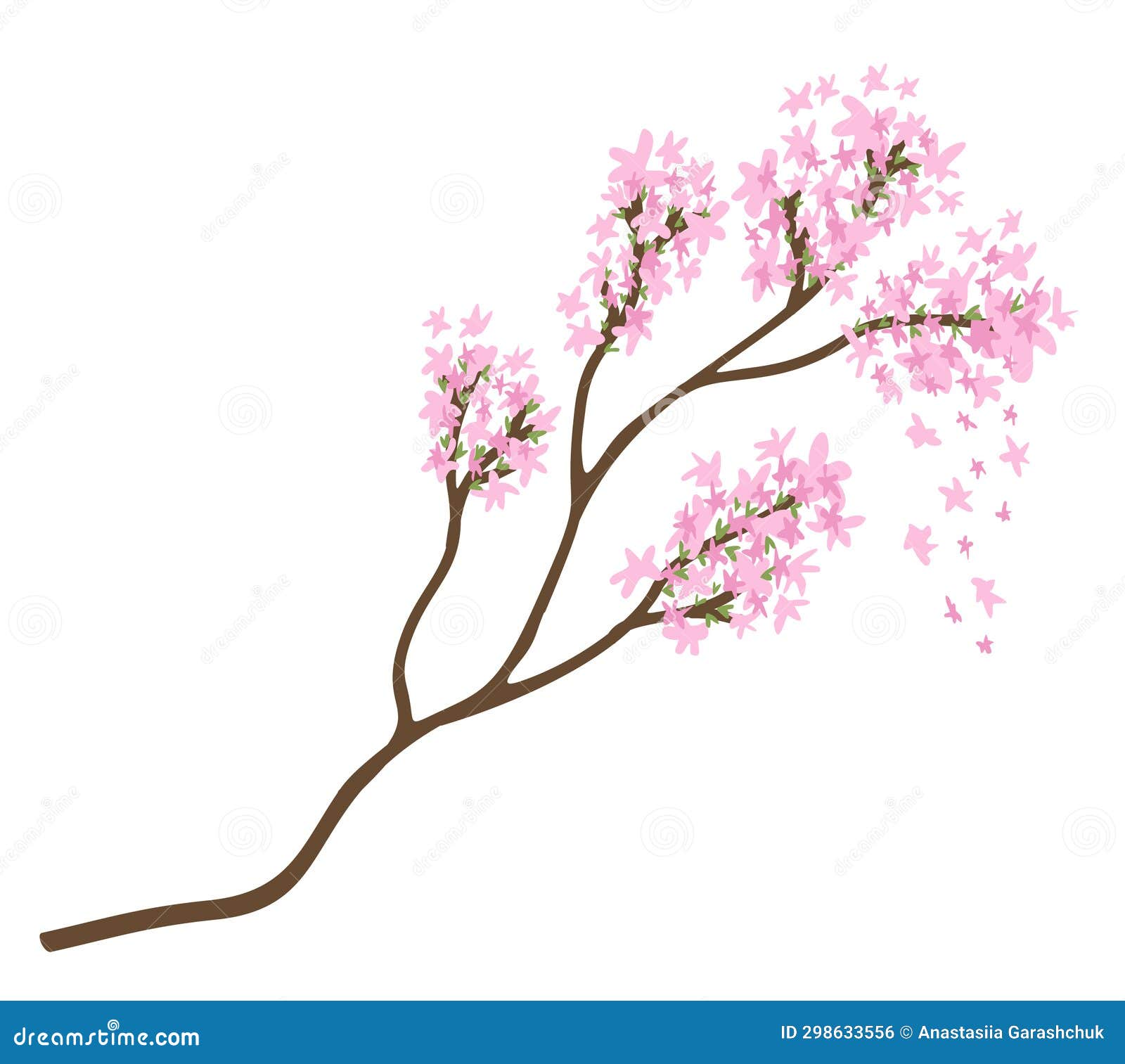 Sakura Branch. Vector Isolated Illustration Stock Vector - Illustration ...