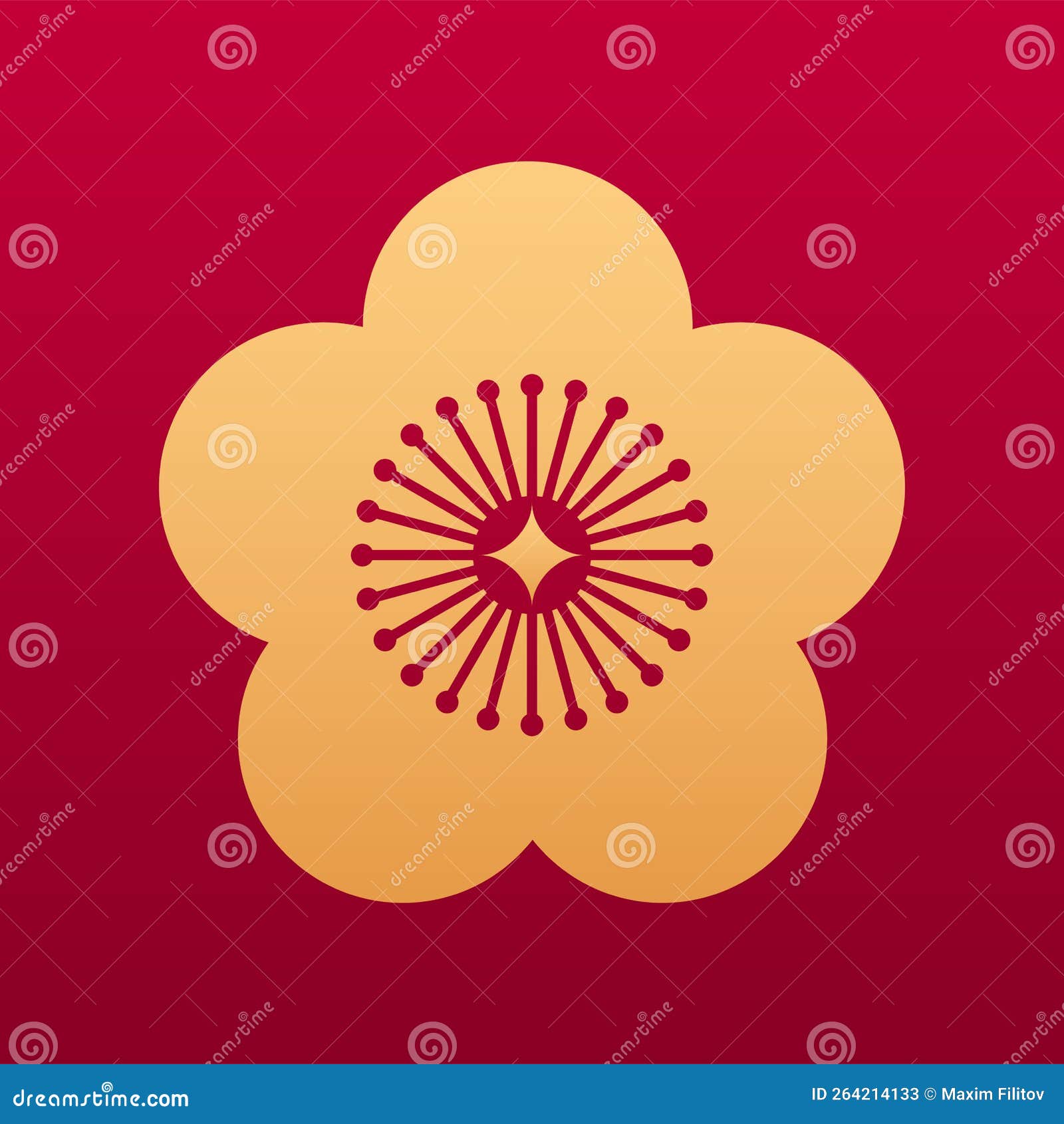 Sakura Flower Decorative Element. Chinese Traditional Floral Decorative ...