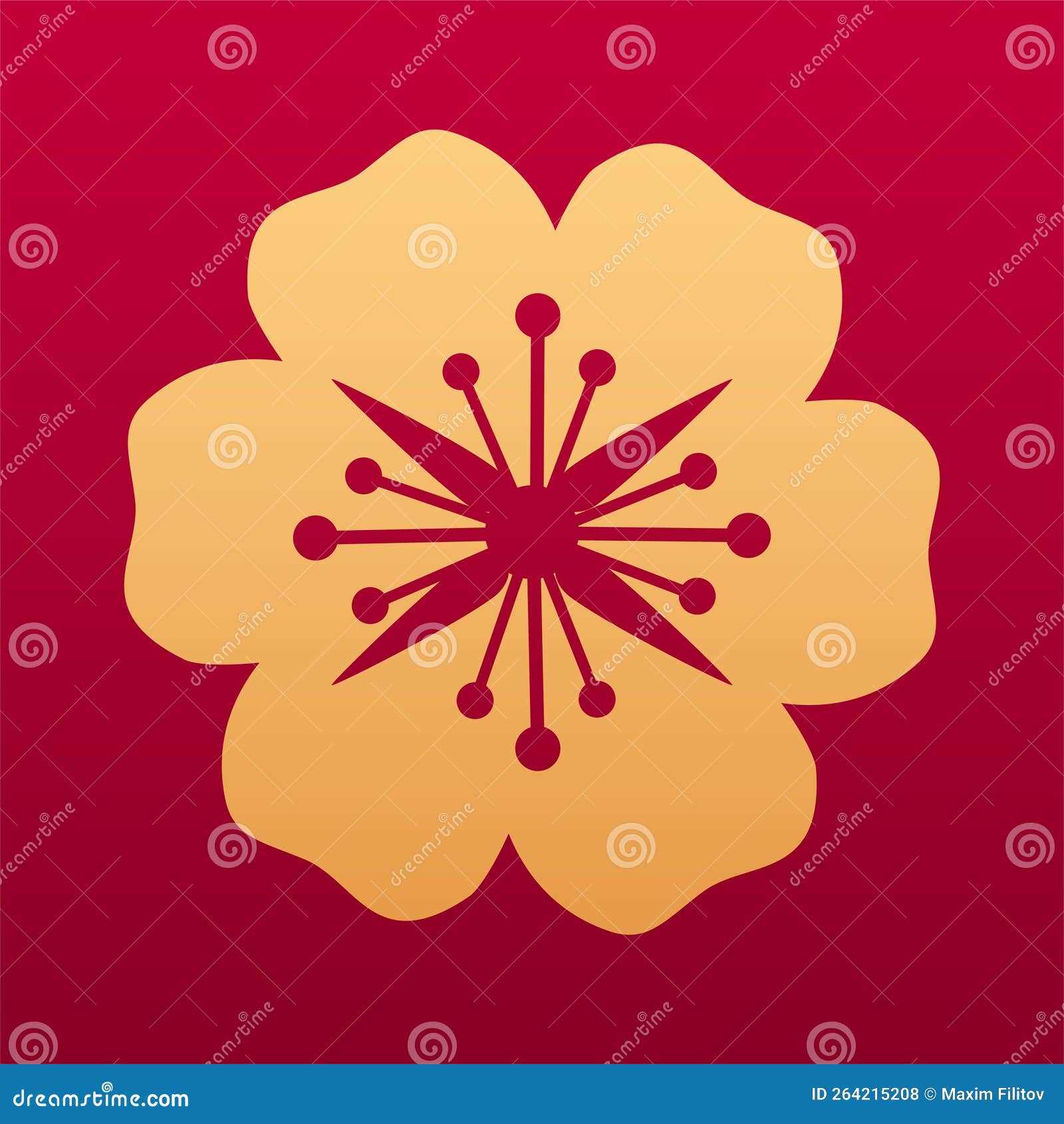 Sakura Flower Decorative Element. Chinese Traditional Floral Decorative ...