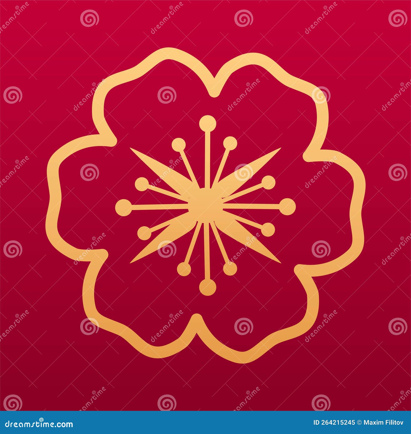 Sakura Flower Decorative Element. Chinese Traditional Floral Decorative ...