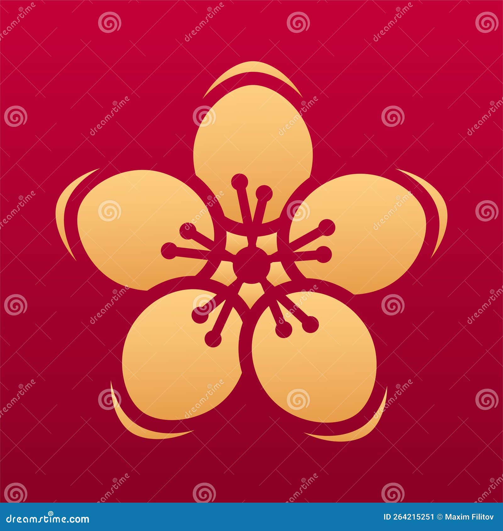 Sakura Flower Decorative Element. Chinese Traditional Floral Decorative ...