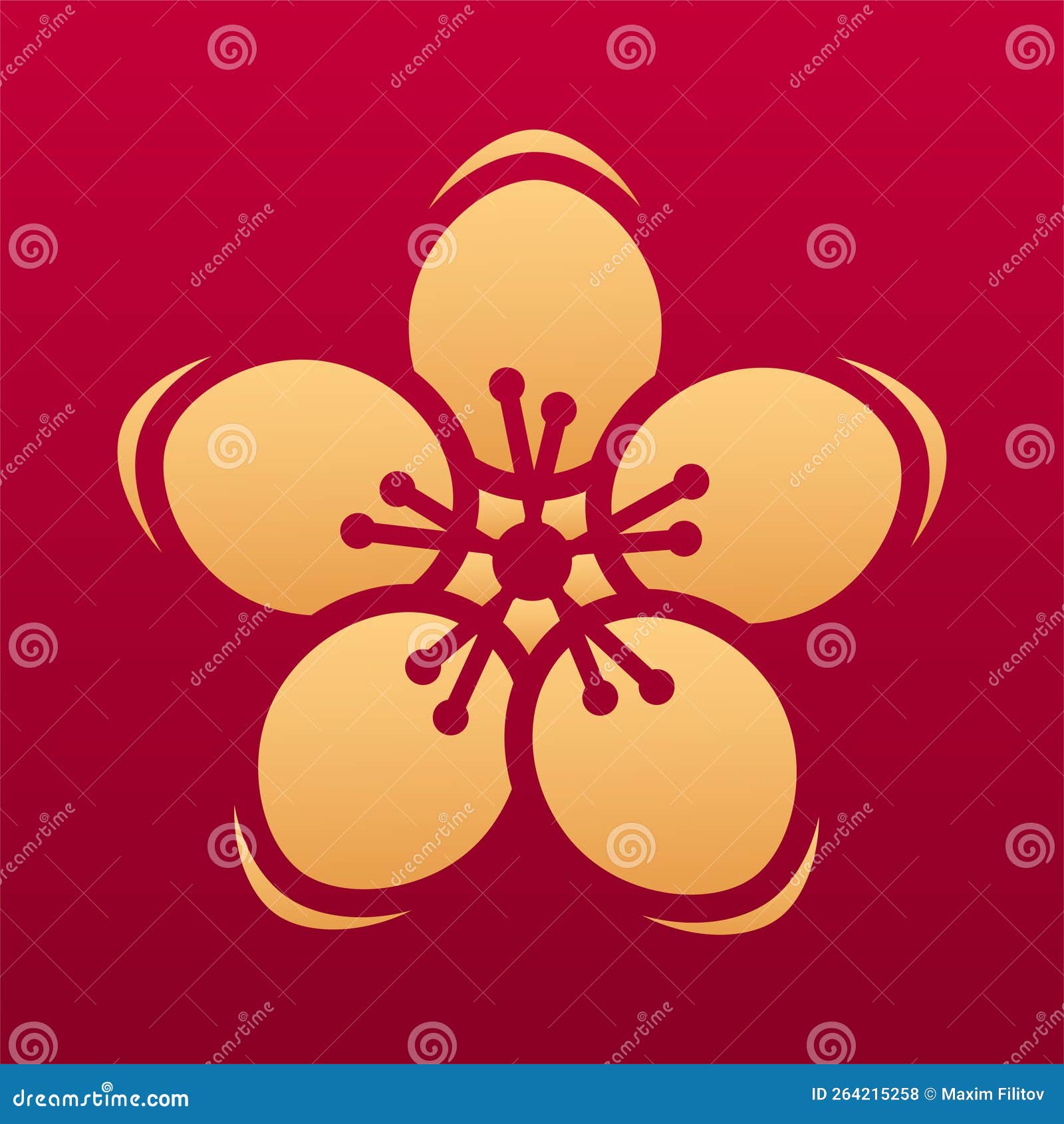 Sakura Flower Decorative Element. Chinese Traditional Floral Decorative ...