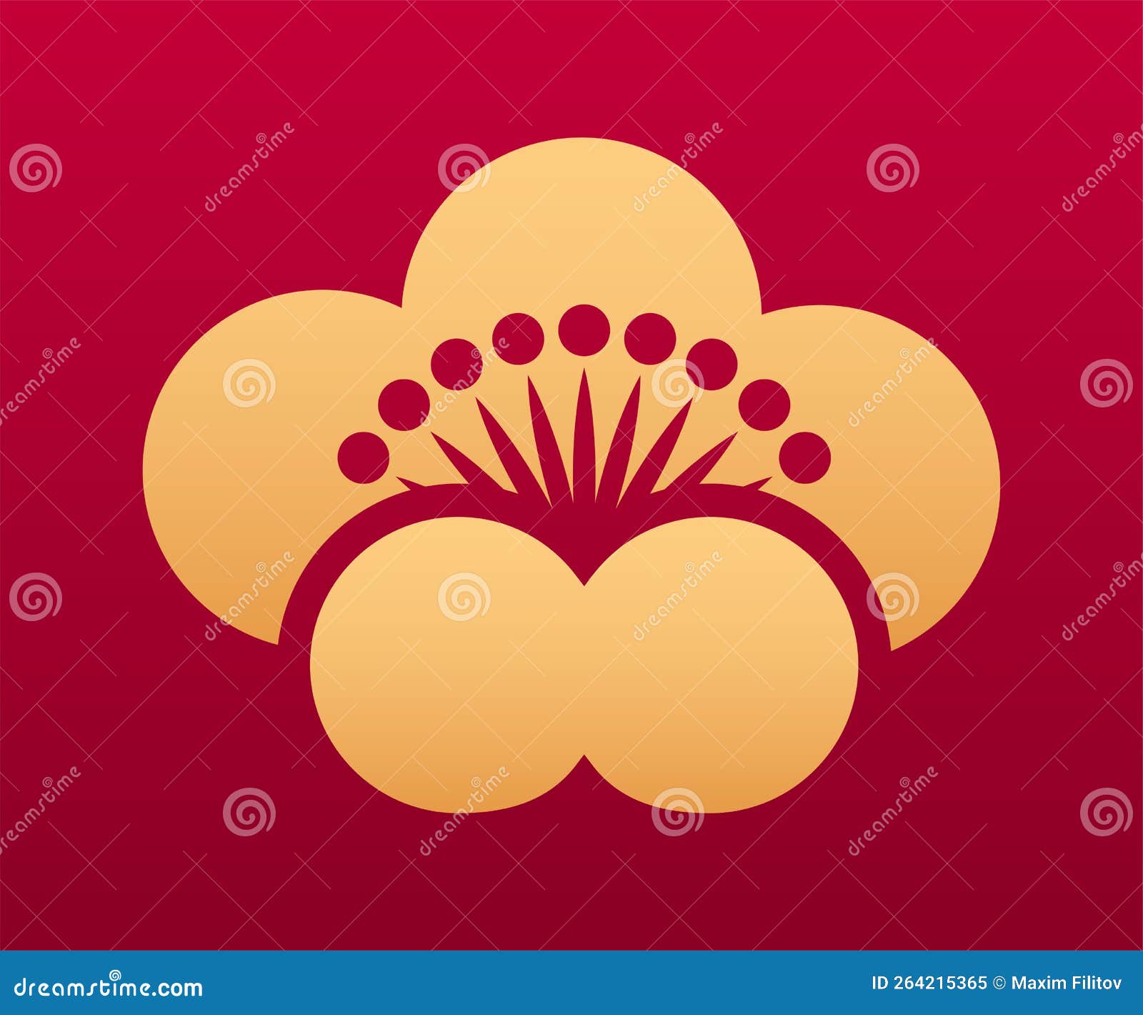Sakura Flower Decorative Element. Chinese Traditional Floral Decorative ...