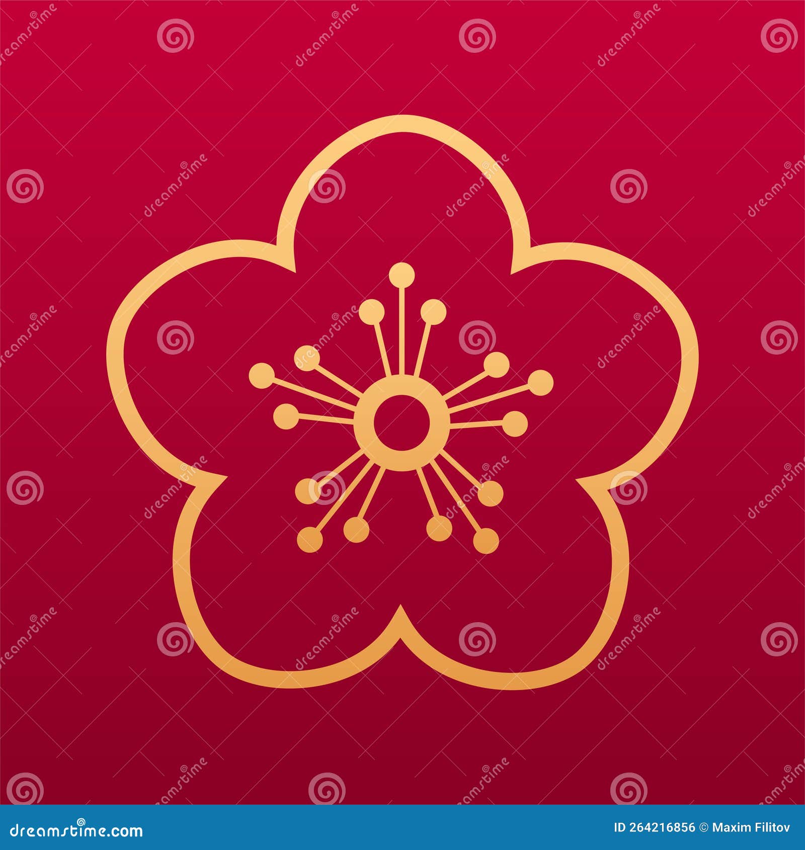 Sakura Flower Decorative Element. Chinese Traditional Floral Decorative ...