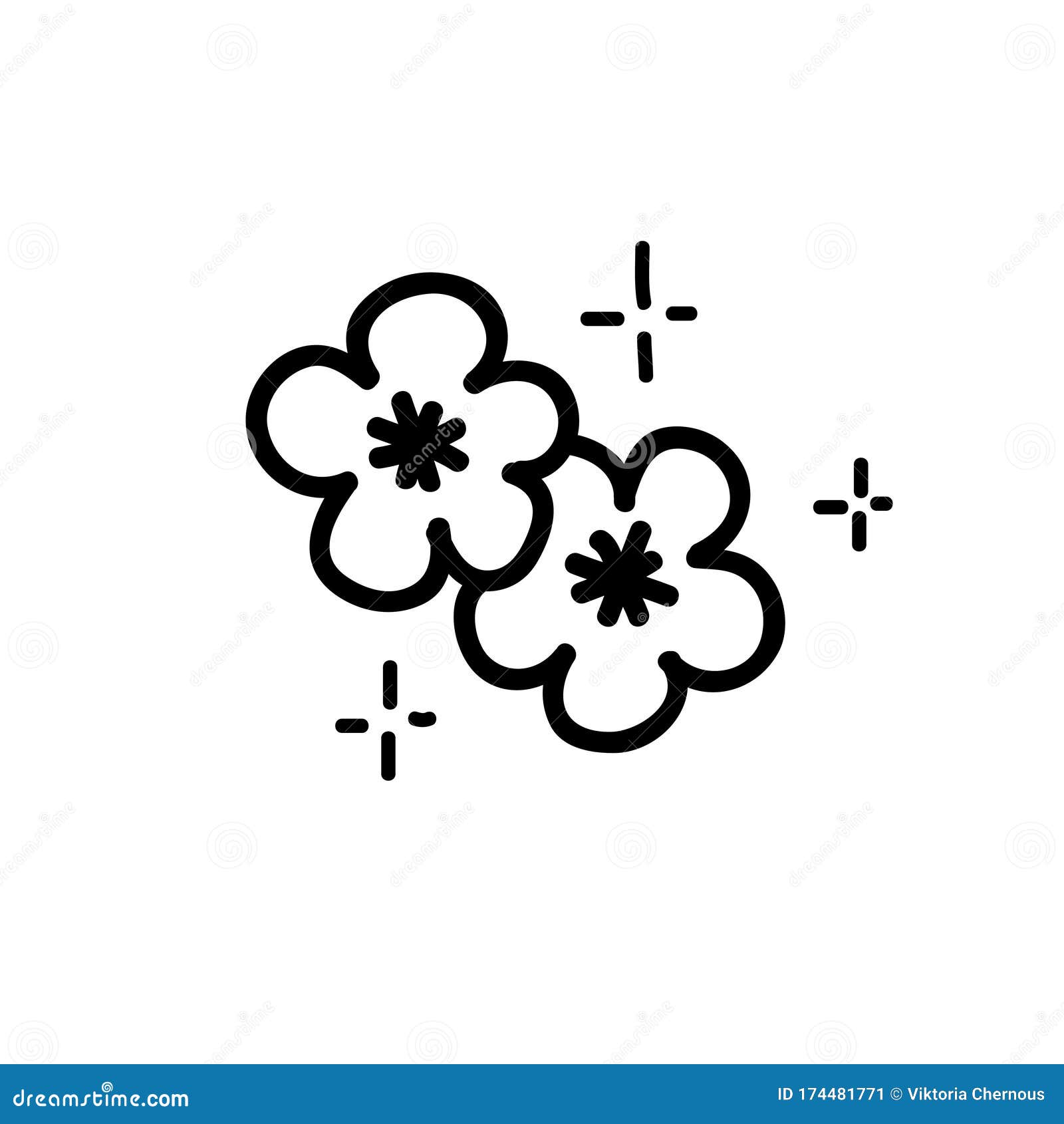 Sakura Flower Doodle Icon, Vector Illustration Stock Illustration ...