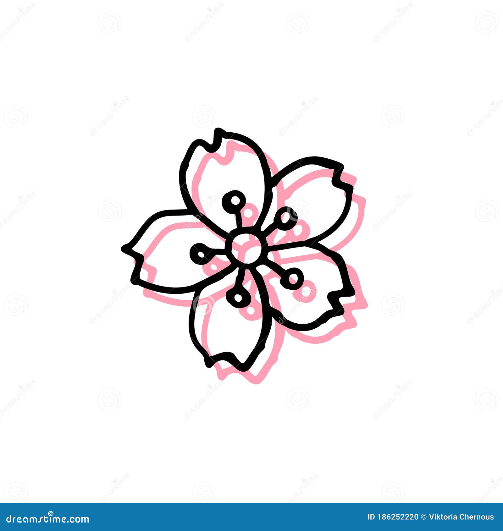 Sakura Flower Doodle Icon, Vector Illustration Stock Illustration ...