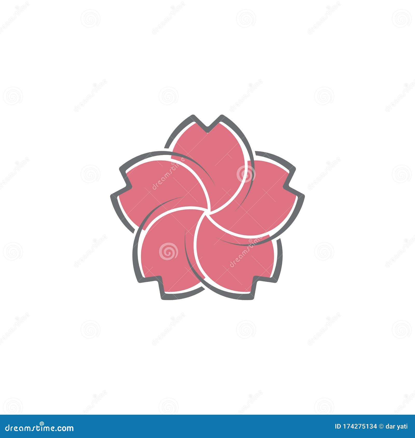 Sakura Flower Icon Logo Vector Stock Vector - Illustration of cute ...