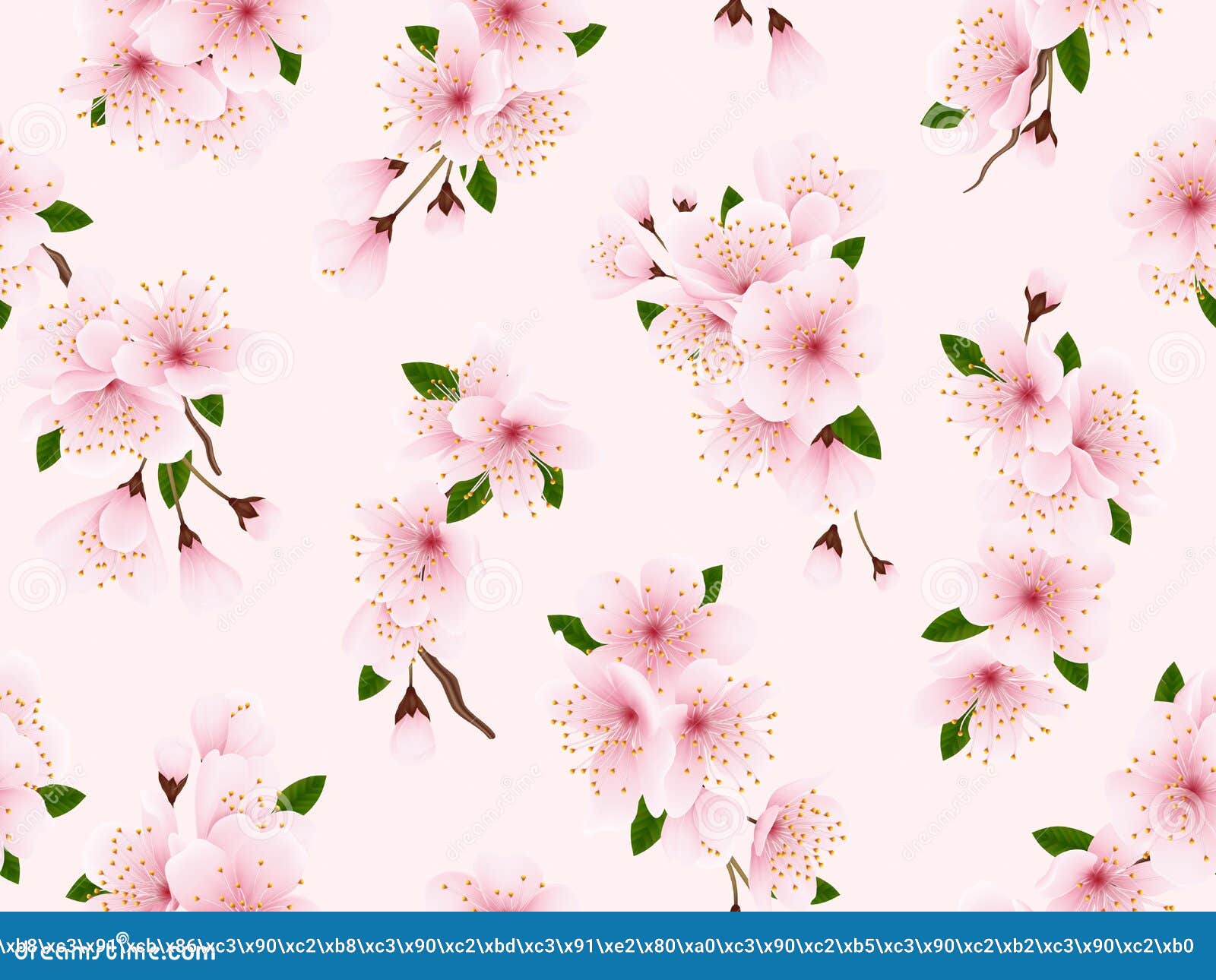 Sakura Flower Pattern. Japan Pink Spring Cherry Blossom on Pink ...