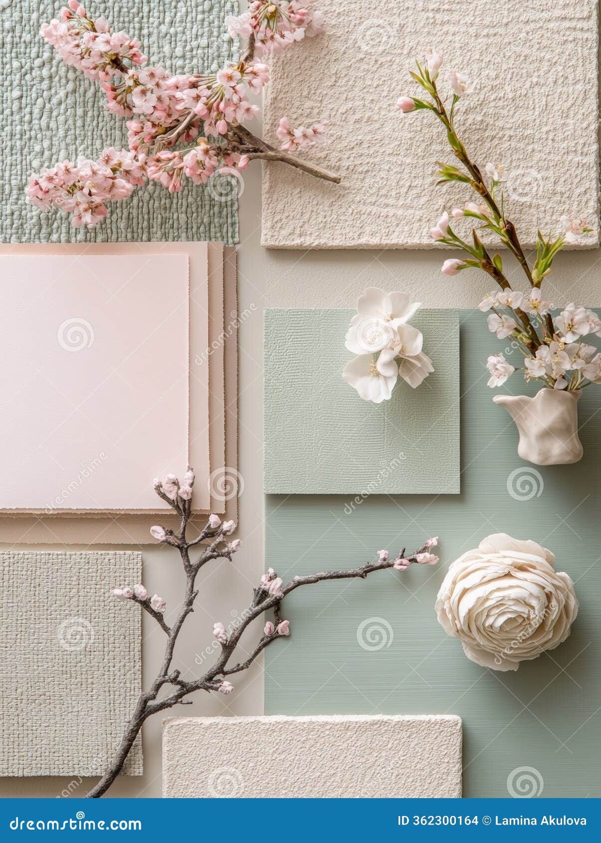 Sakura Inspired Interior Design Mood Board with Pastel Tones Stock ...