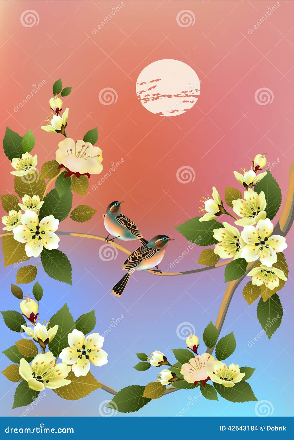 Sakura , Landscape Vector Illustration | CartoonDealer.com #42643184
