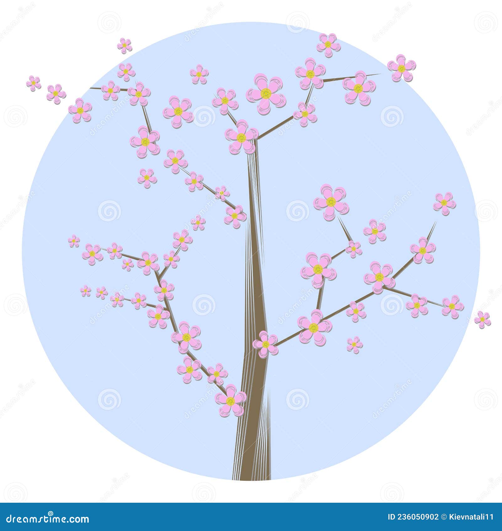 Sakura Color Outline Vector Illustration. Stock Vector - Illustration ...